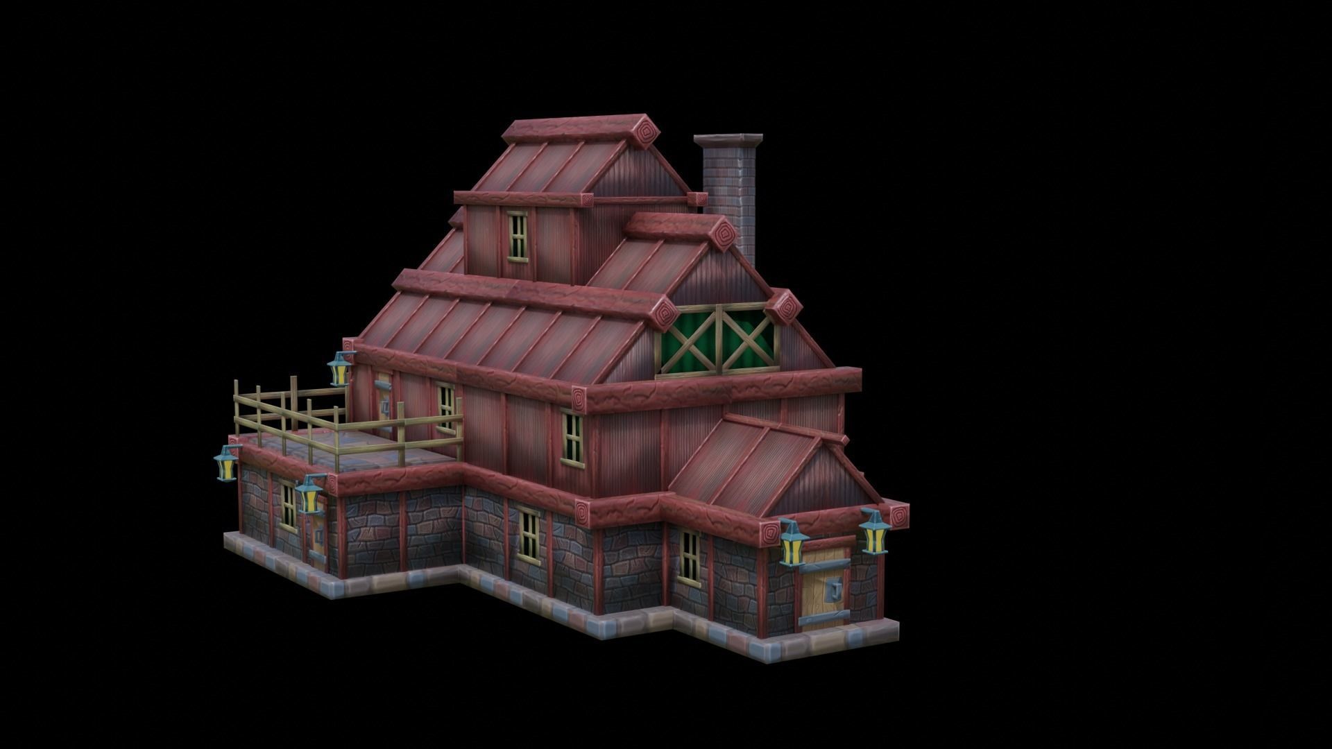 3D model Low-Poly Stylized Modules for Medieval Houses VR / AR / low ...