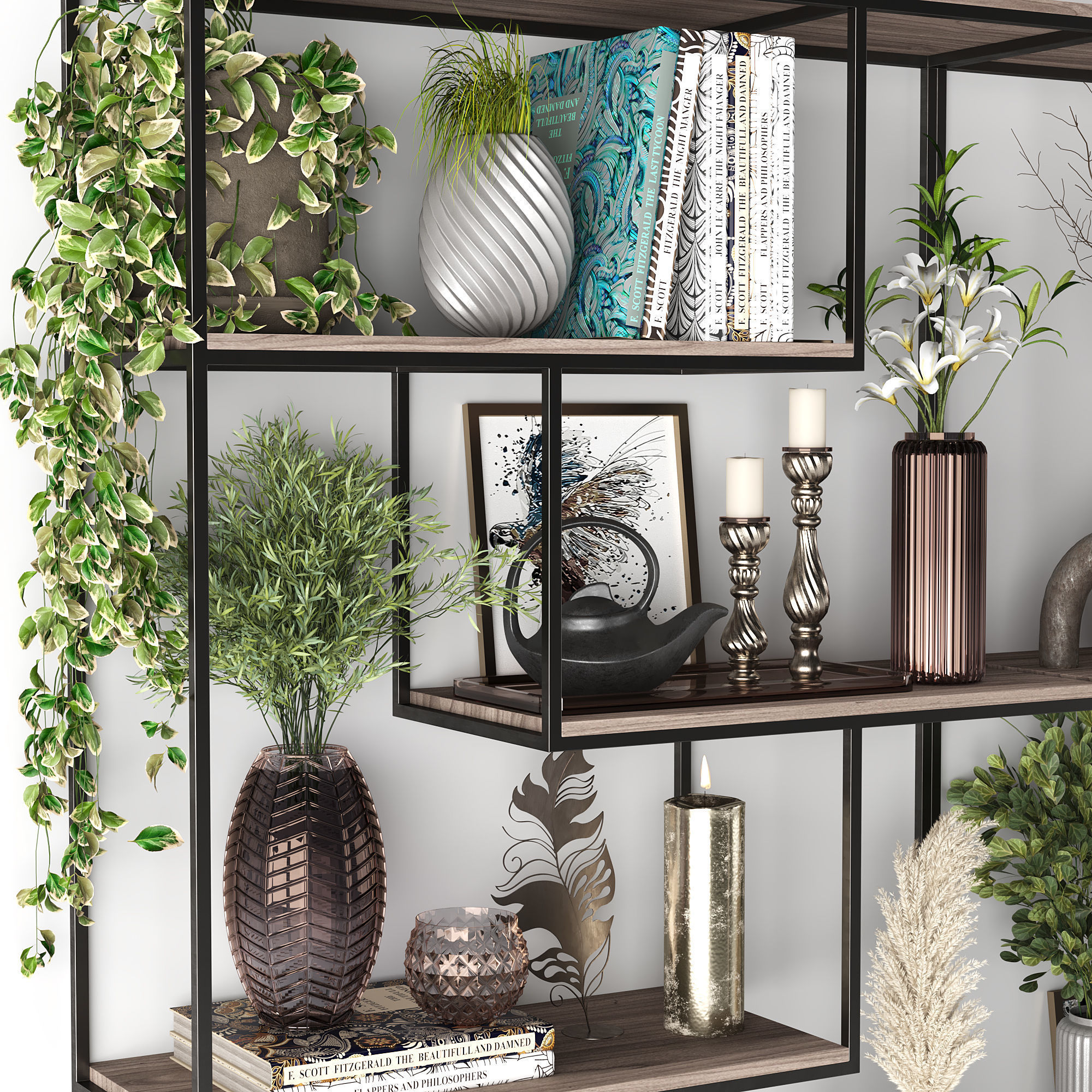 Metal Shelves with decorative elements 3D model | CGTrader