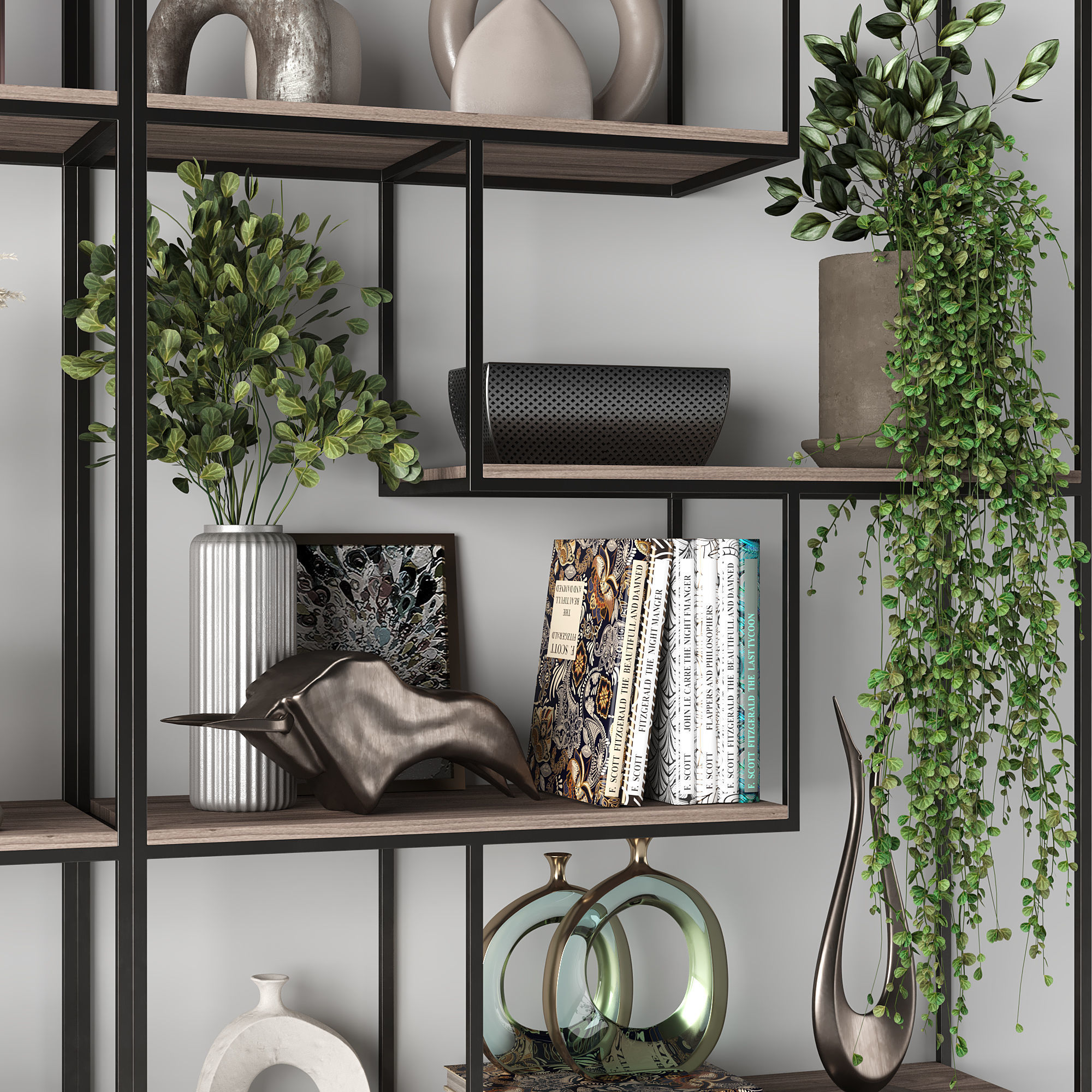 Metal Shelves with decorative elements 3D model | CGTrader