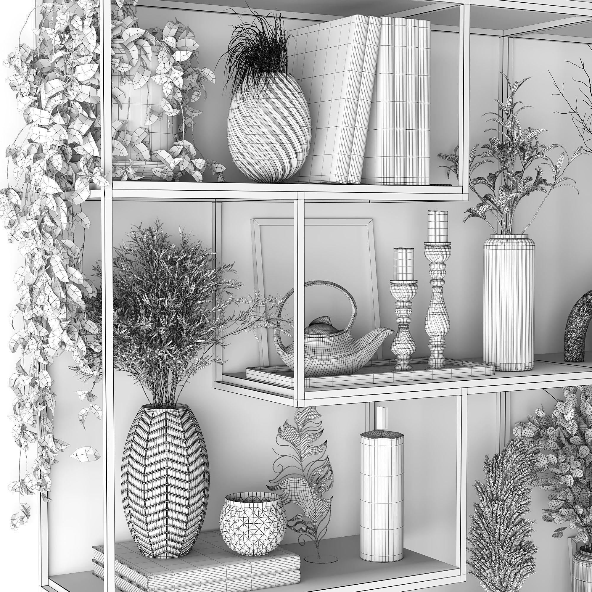 Metal Shelves with decorative elements 3D model | CGTrader