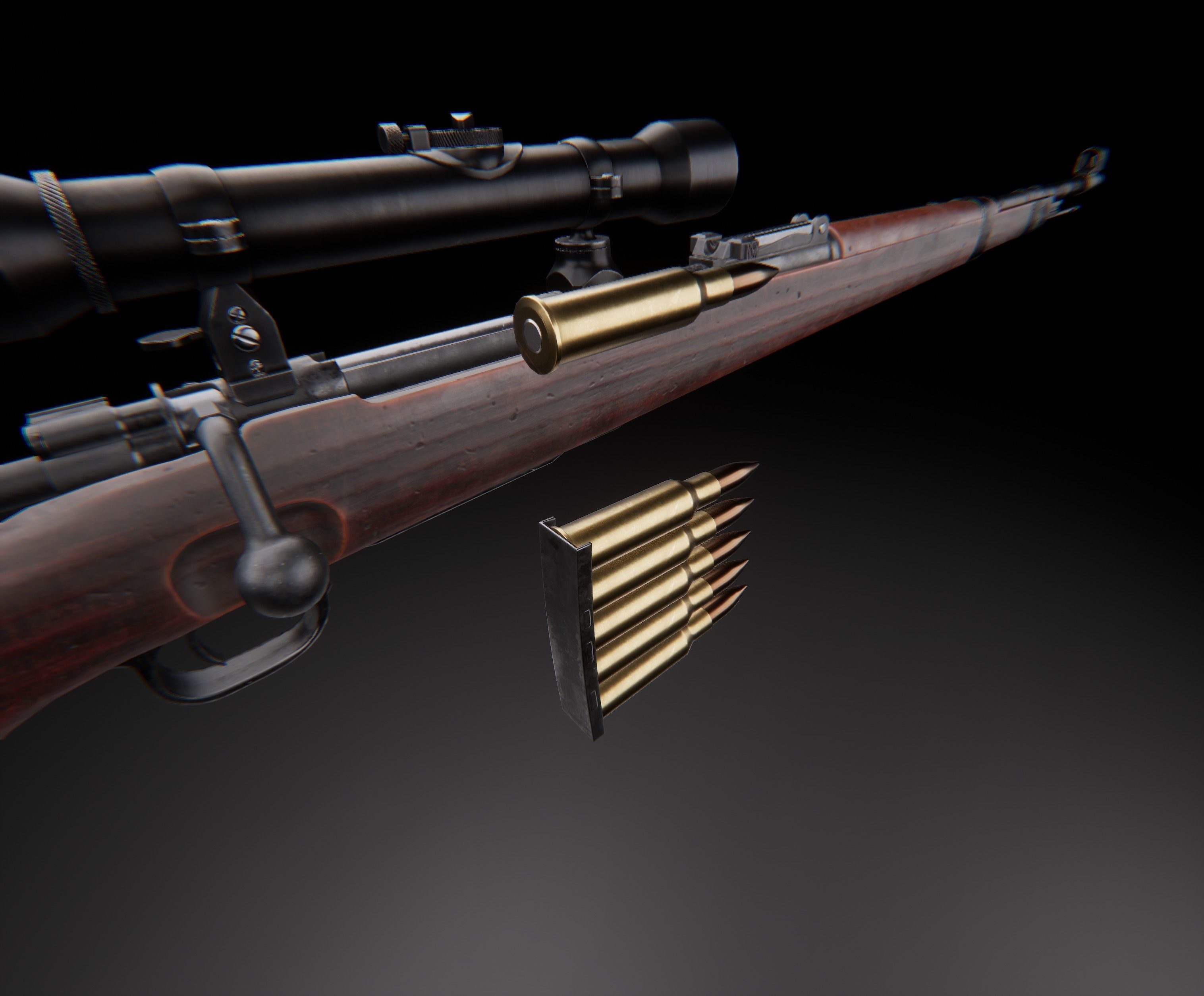 3D model Modern AAA Bolt Action Rifle Pack Game Ready PBR VR / AR / low ...