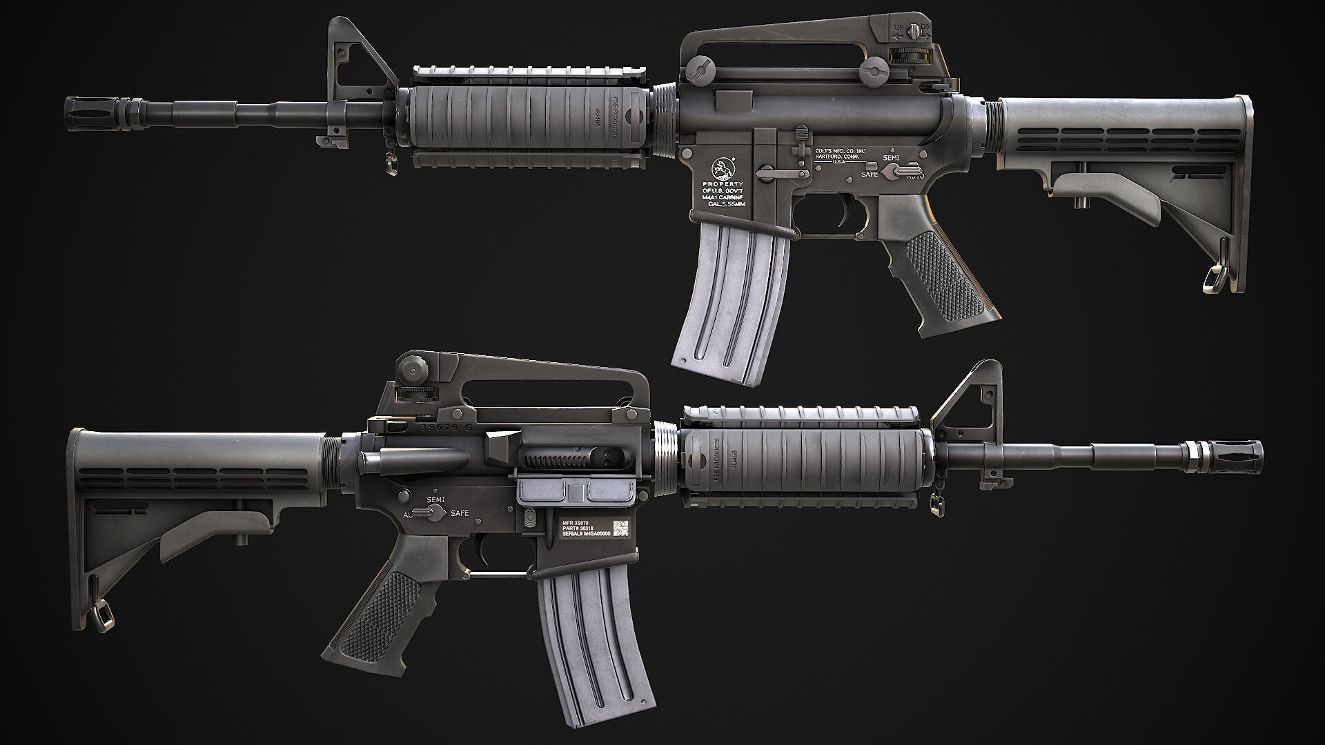 3D model Modern AAA Game Ready weapons pack Assault Rifles SMGs and LMG ...