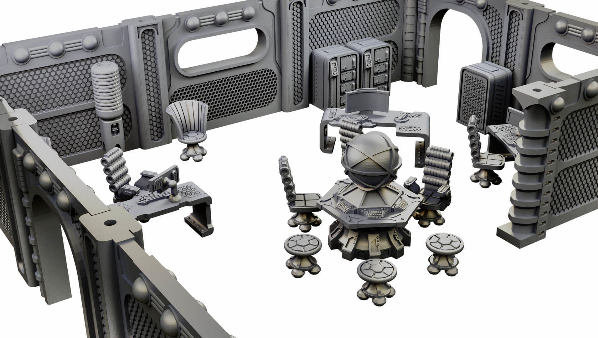 Sci Fi Office Including Modular Walls tabletop terrain 3D model 3D ...