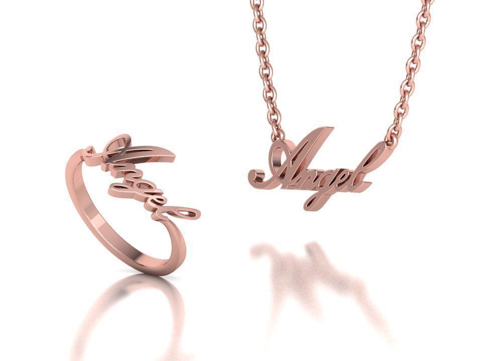 Angel Inscription Word Ring and Necklace 3dmodels 3D Model Collection ...