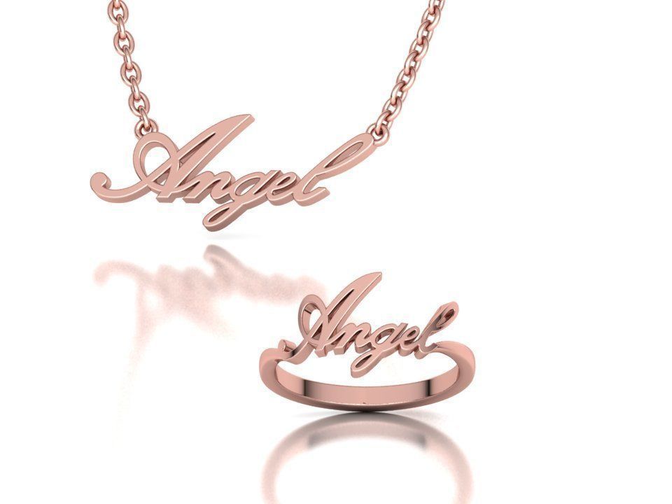 Angel Inscription Word Ring and Necklace 3dmodels 3D Model Collection ...