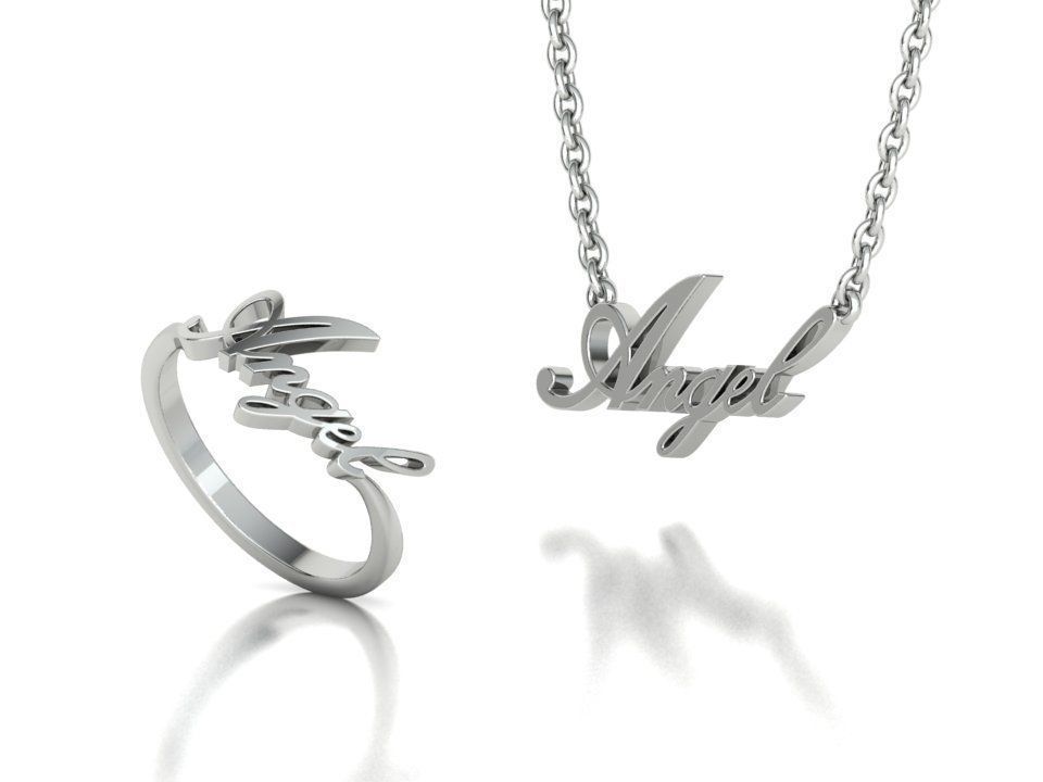 Angel Inscription Word Ring and Necklace 3dmodels 3D Model Collection ...