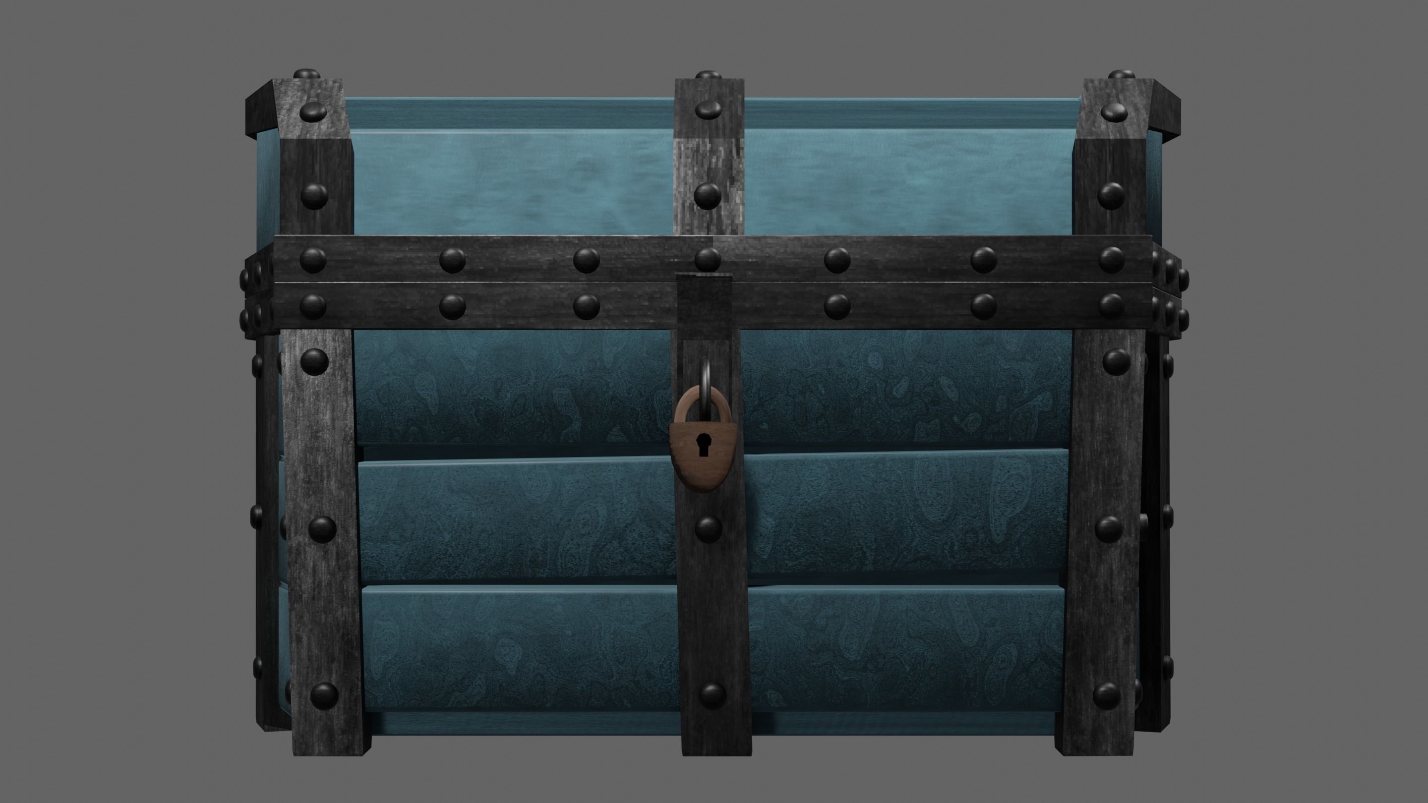 Blue Wooden Chest 3D model | CGTrader