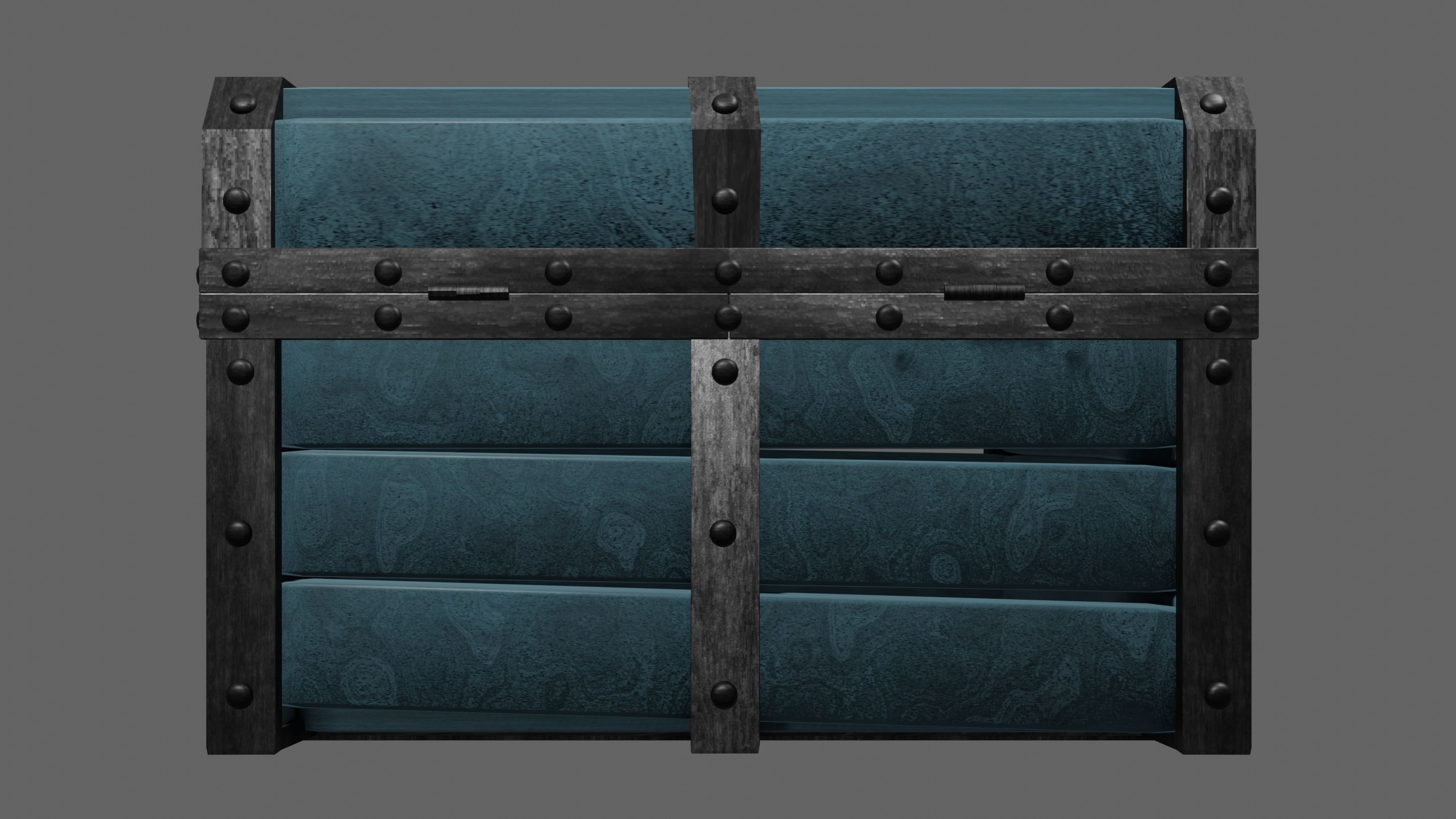 Blue Wooden Chest 3D model | CGTrader