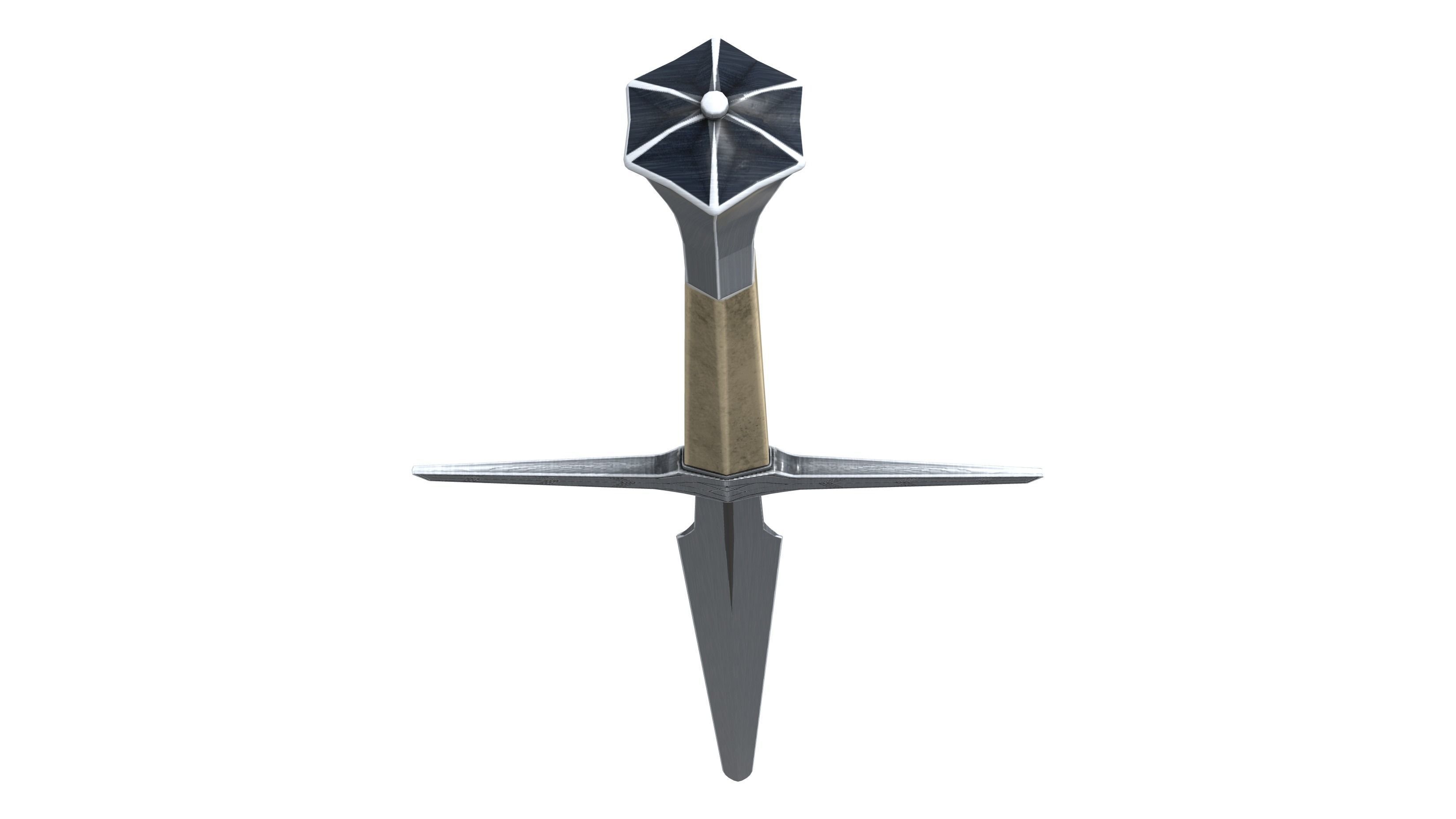 3D model Medieval Fantasy Double Hand Big Sword VR / AR / low-poly ...