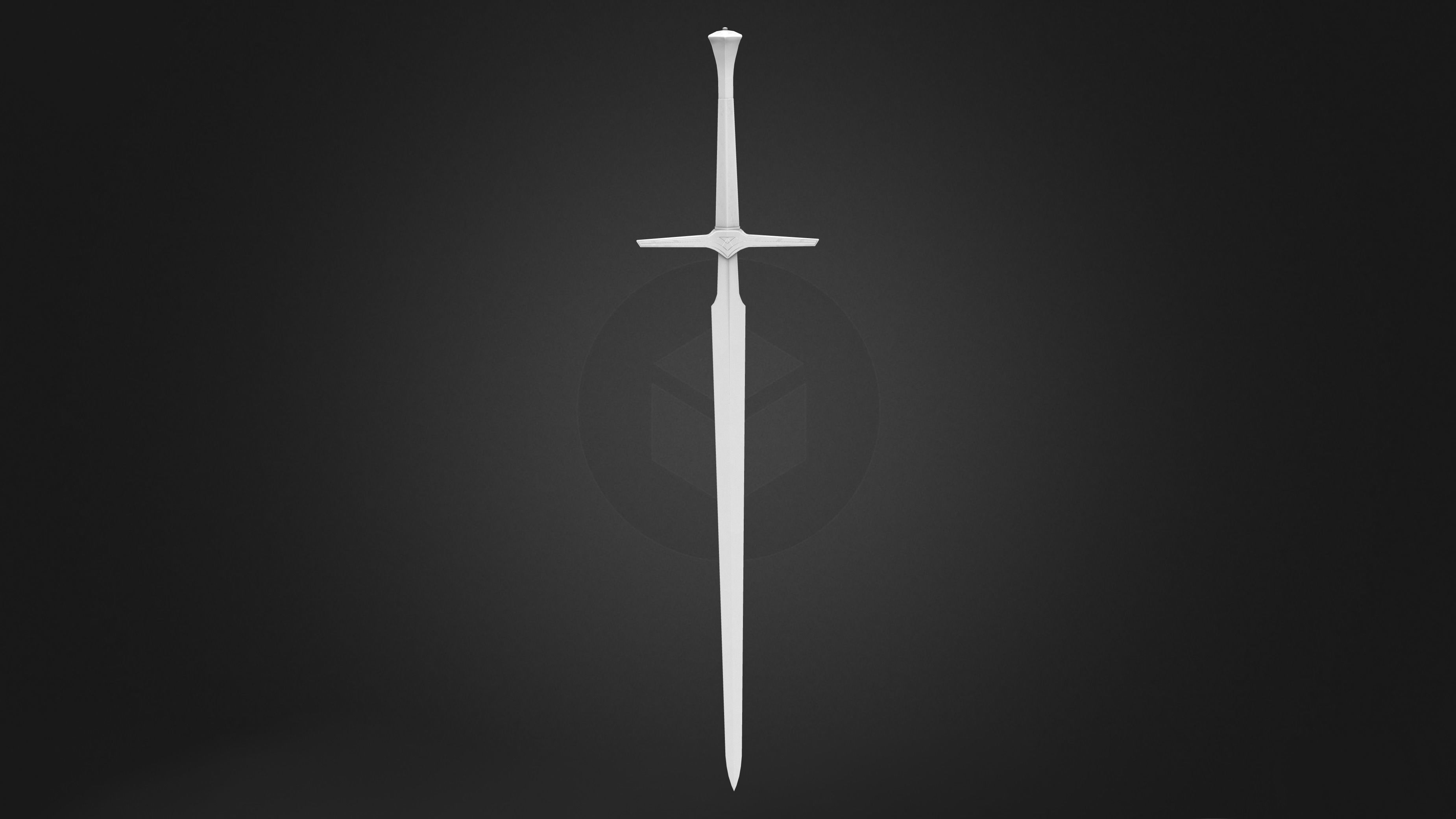 3D model Medieval Fantasy Double Hand Big Sword VR / AR / low-poly ...