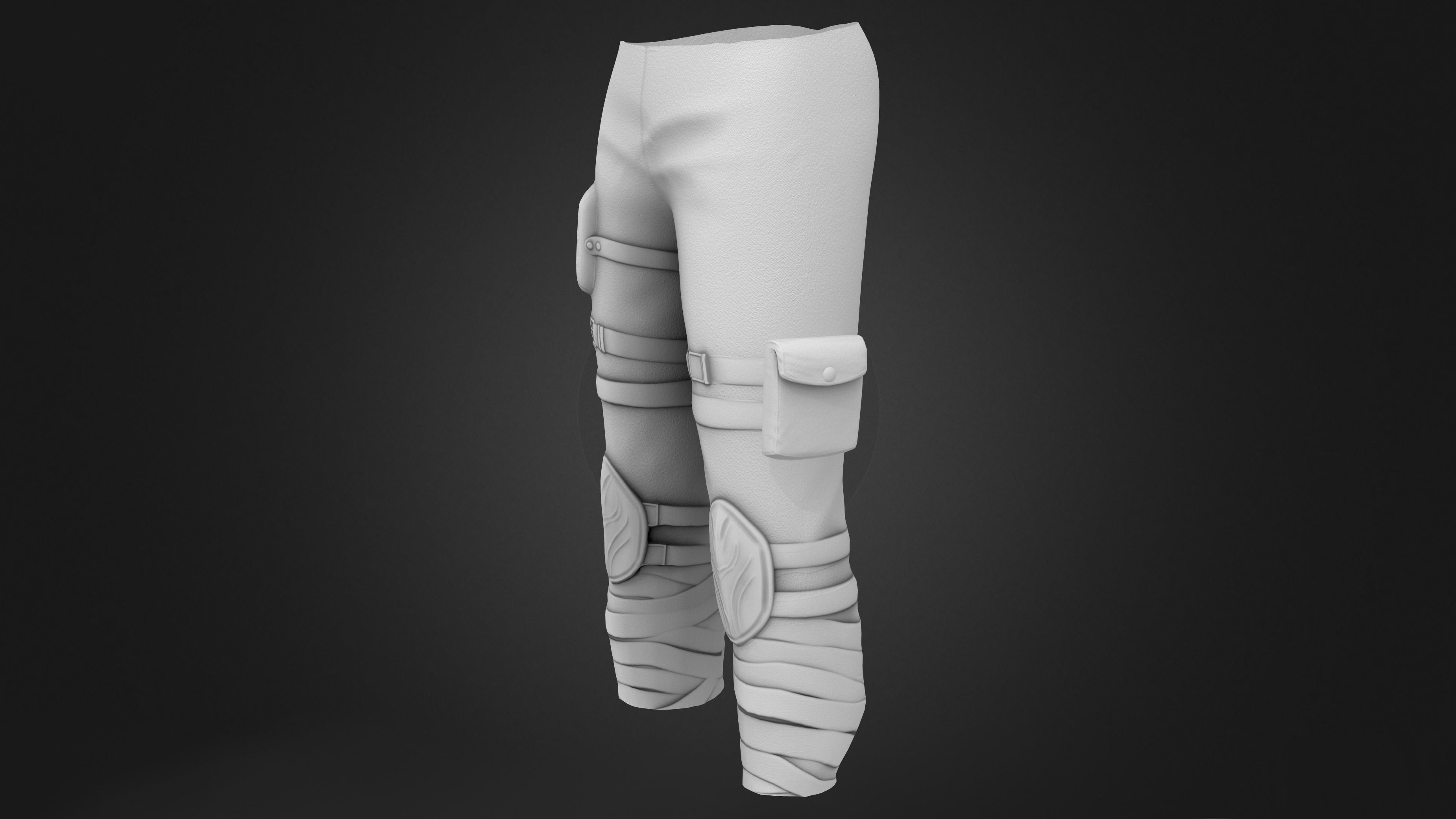 3D model Medieval Fantasy Knee Guard Utility Pockets Warrior Pants VR ...