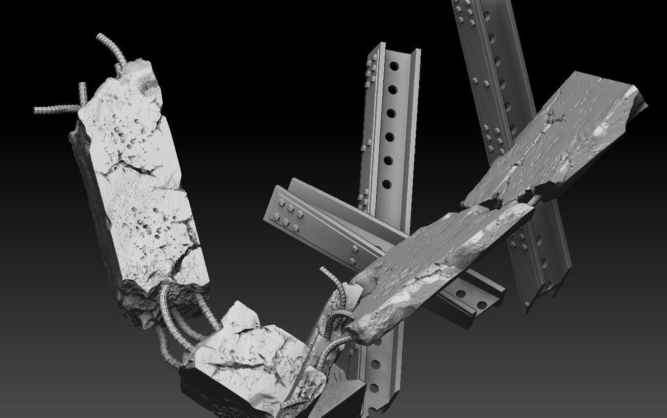 Damaged reinforced concrete 3D model 3D printable | CGTrader
