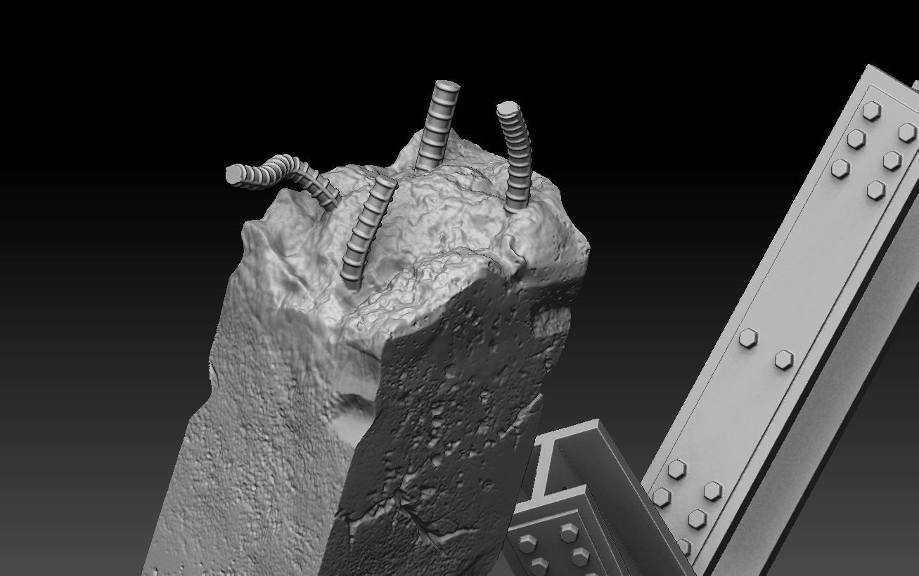 Damaged reinforced concrete 3D model 3D printable | CGTrader