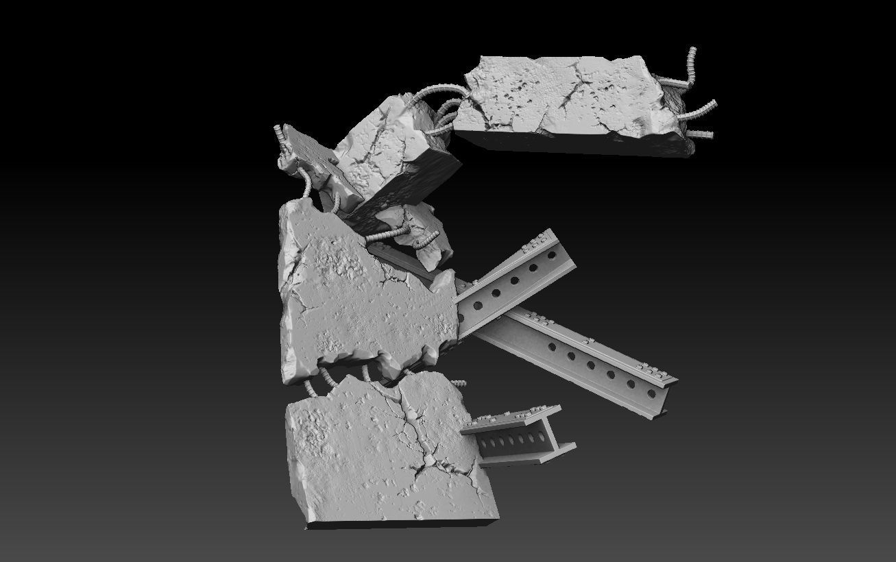 Damaged reinforced concrete 3D model 3D printable | CGTrader