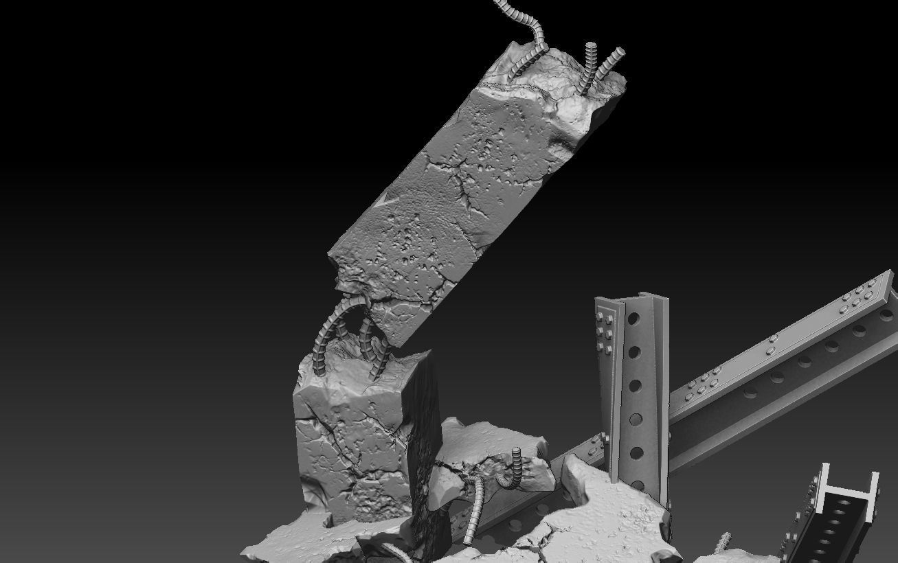 Damaged reinforced concrete 3D model 3D printable | CGTrader