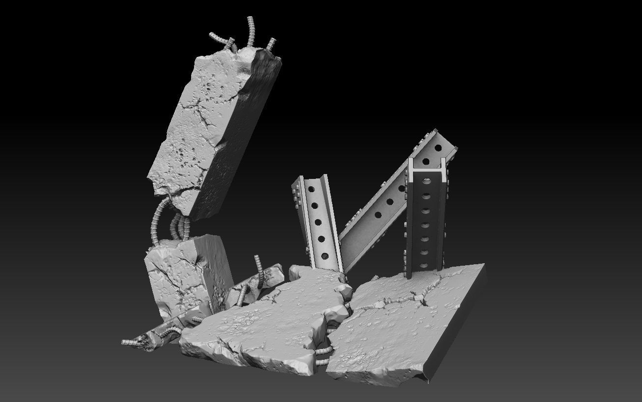 Damaged reinforced concrete 3D model 3D printable | CGTrader