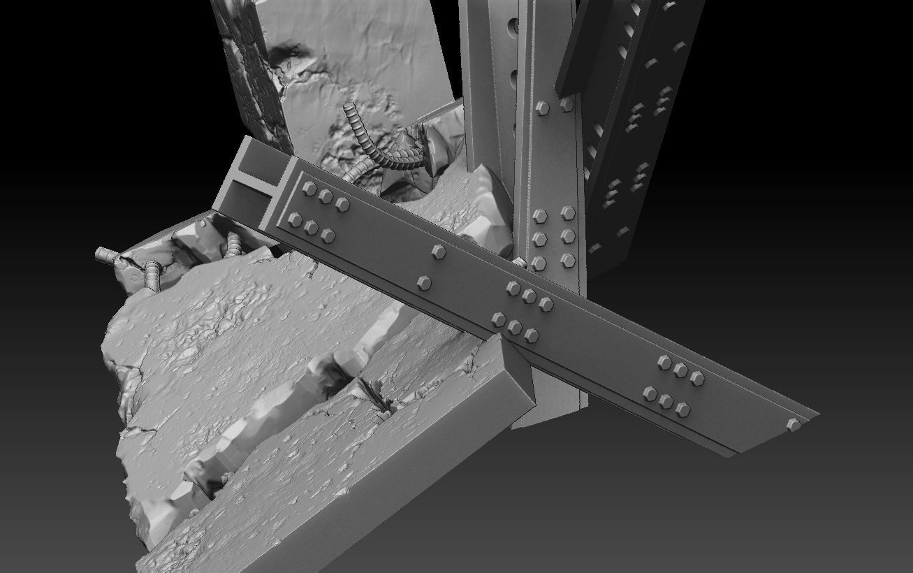 Damaged reinforced concrete 3D model 3D printable | CGTrader