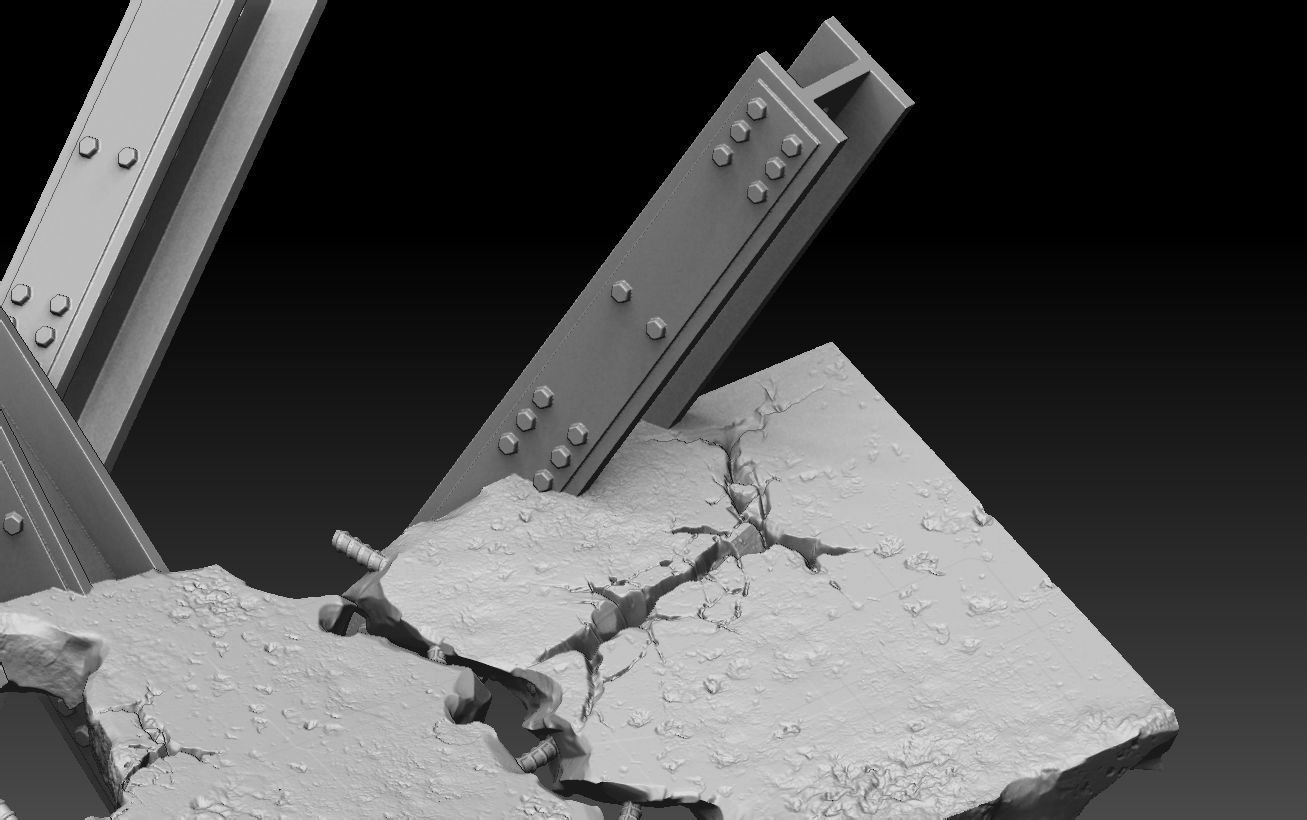 Damaged reinforced concrete 3D model 3D printable | CGTrader