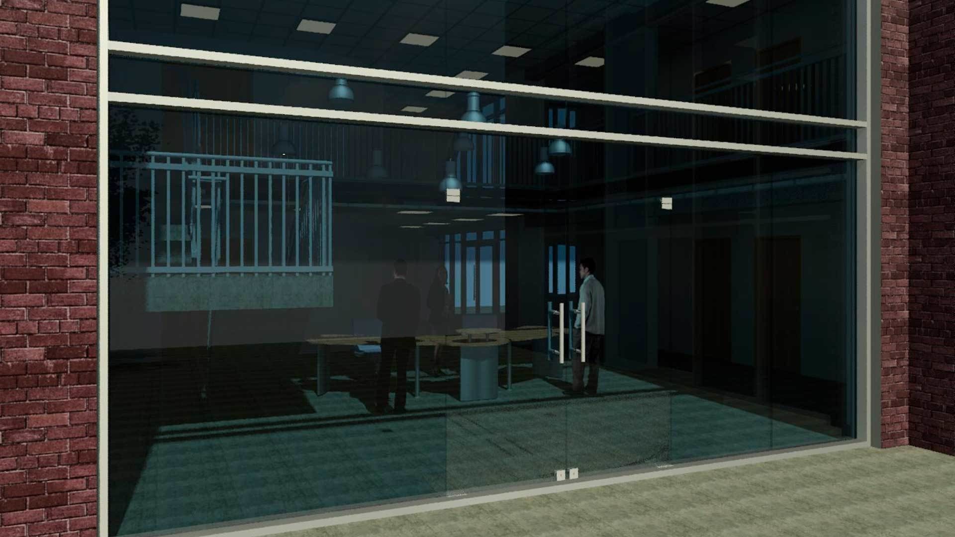 Frameless Curtain Wall Panel Glass Door 3D model | CGTrader