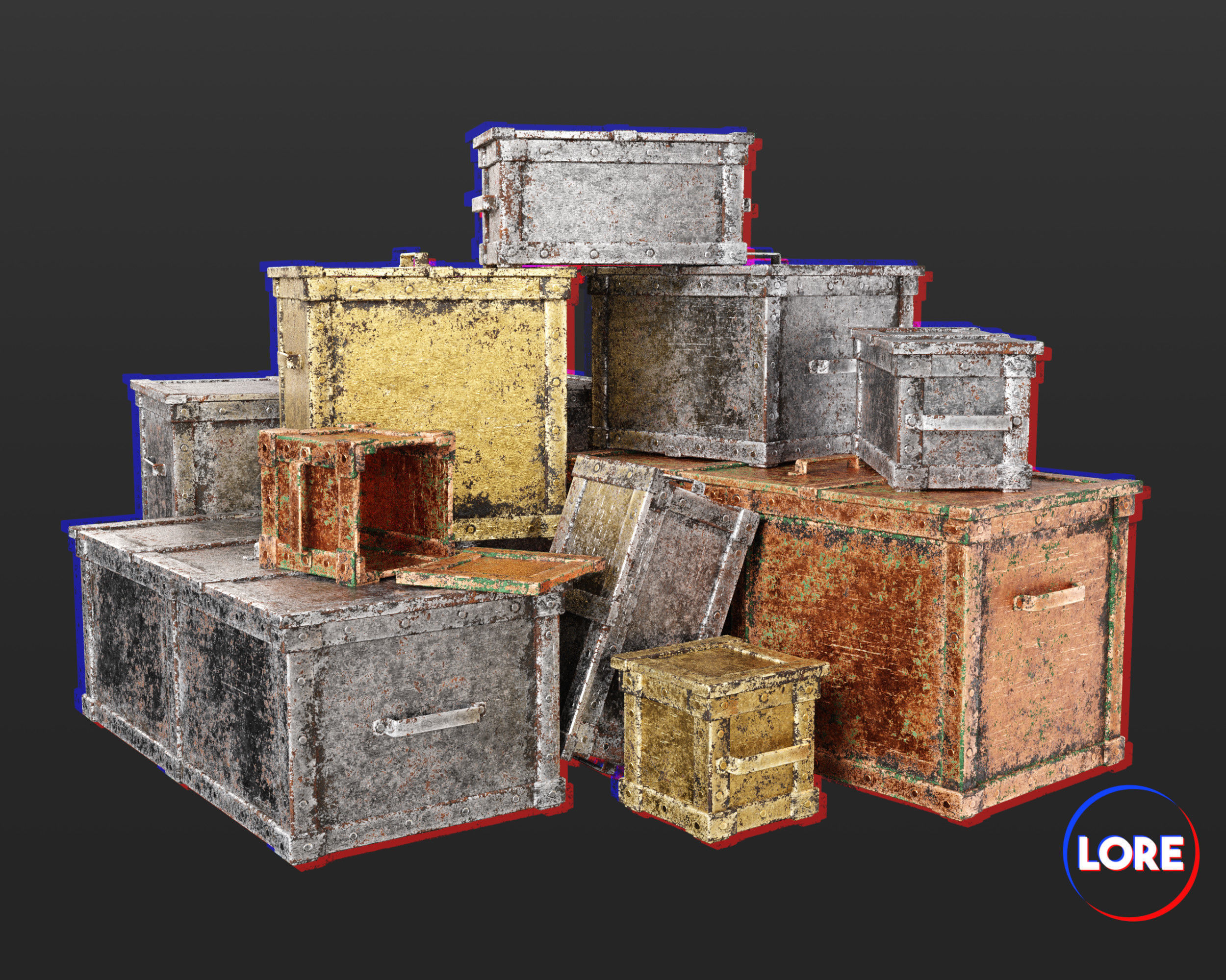 3D model Medieval Containers Metal Crates VR / AR / low-poly | CGTrader