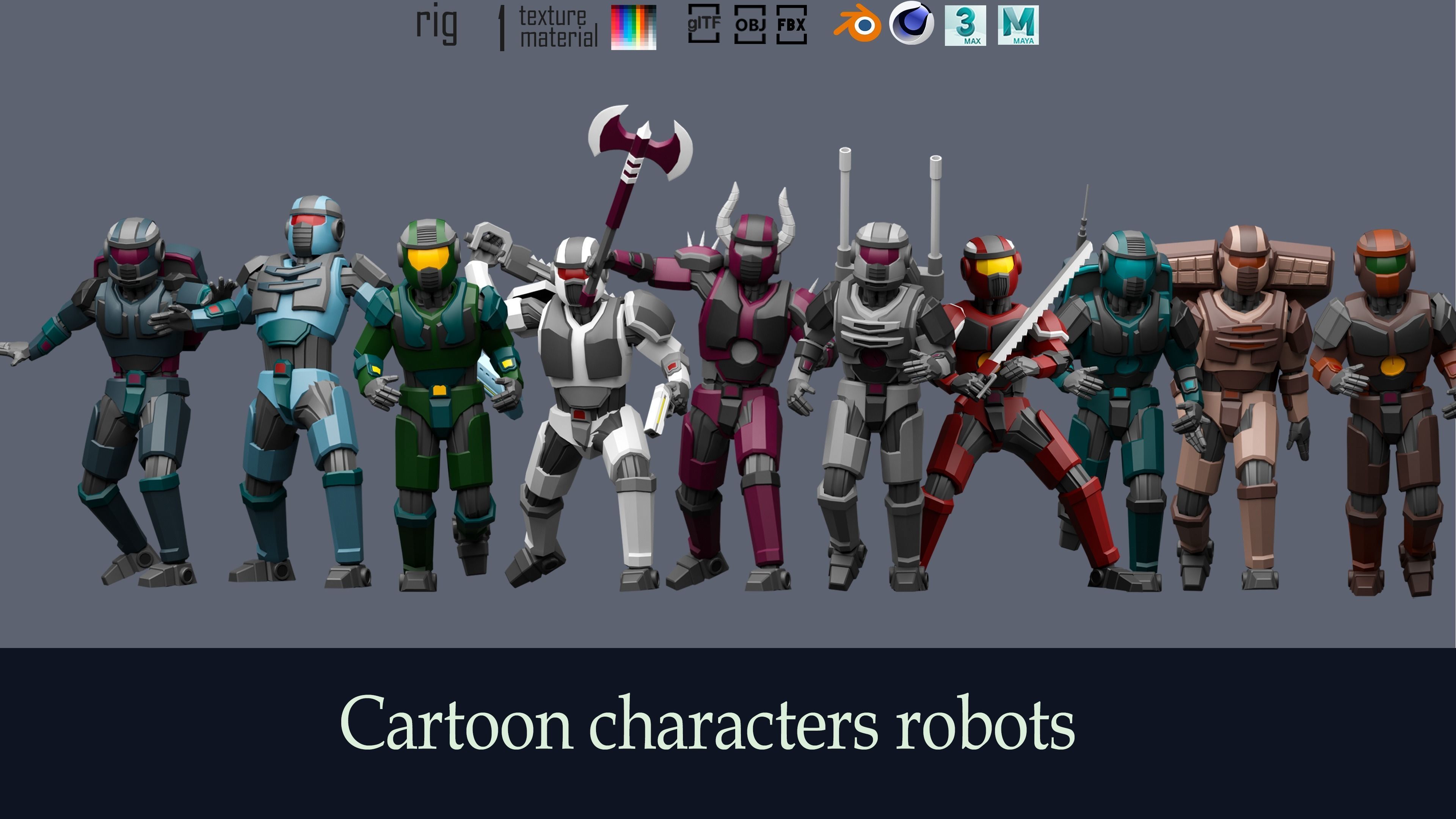 3D model Cartoon characters robots VR / AR / low-poly | CGTrader