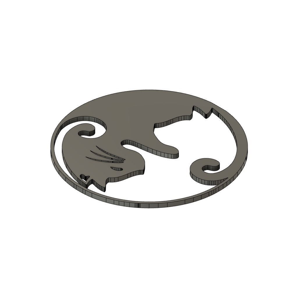 Cat Ying Yang Wall Art 3D model 3D printable | CGTrader