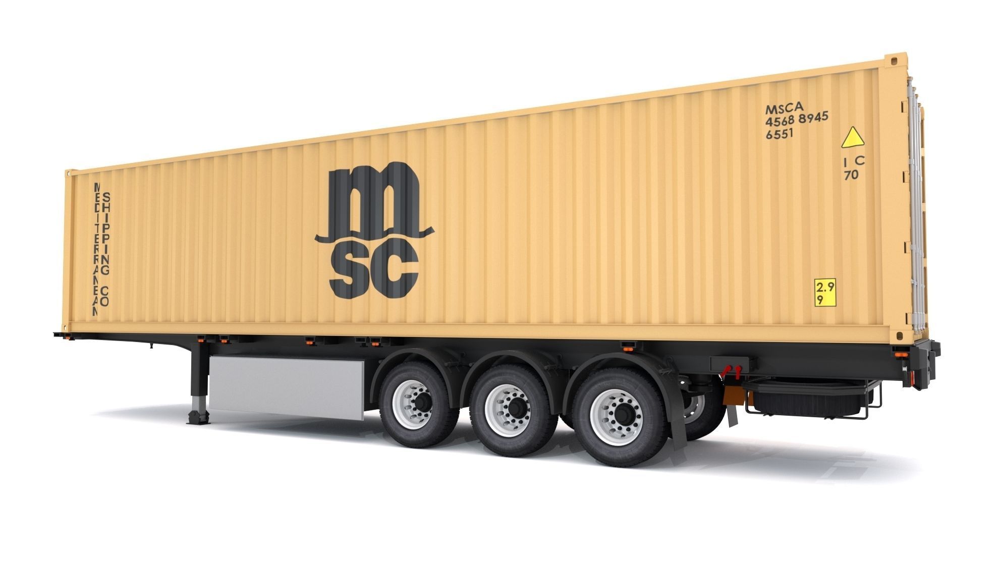 Chassis Semi Trailer with MSC Shipping Container 3D model | CGTrader