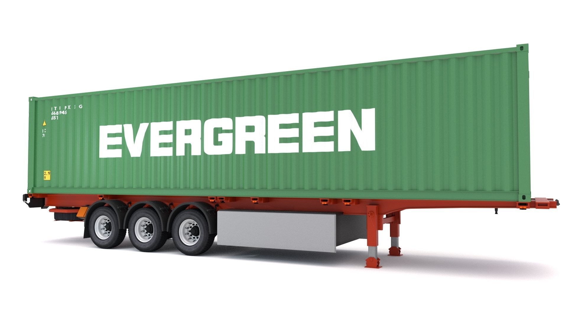 Chassis Semi Trailer with Evergreen Shipping Container 3D model | CGTrader