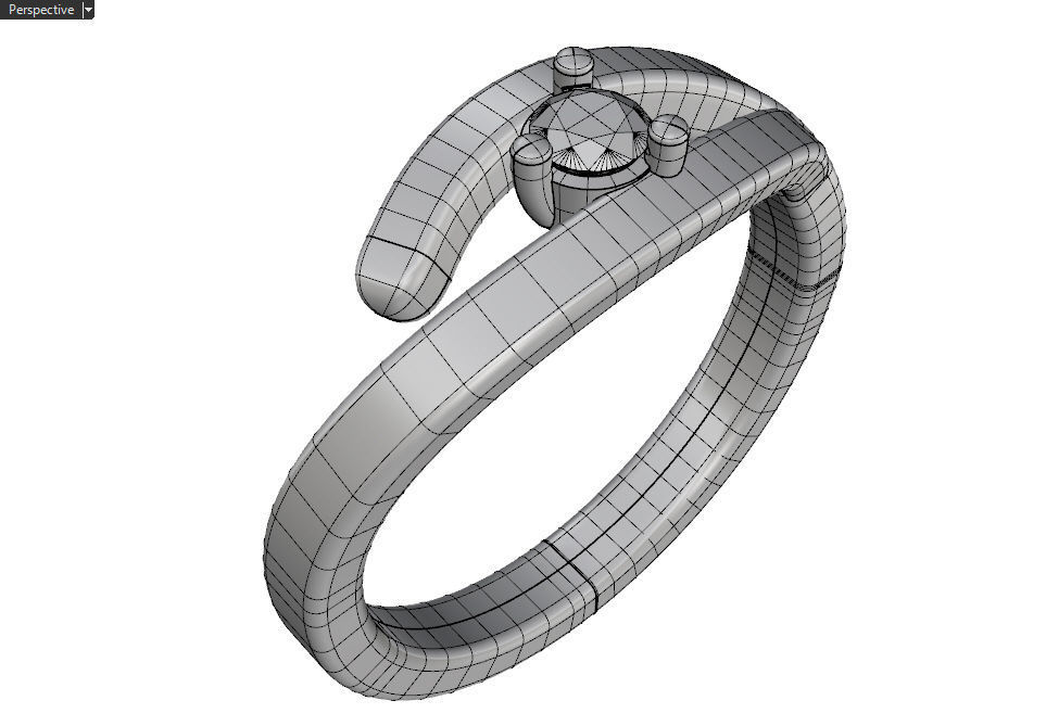 Solitaire bypass ring 3D model 3D printable | CGTrader