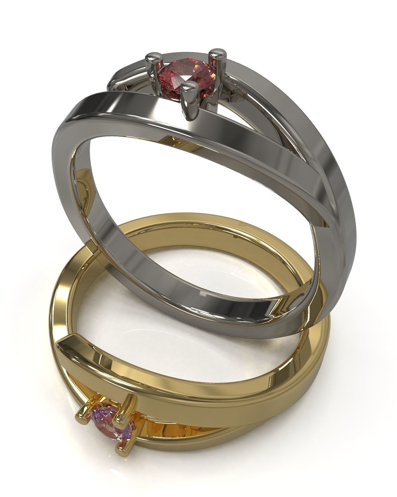 Solitaire bypass ring 3D model 3D printable | CGTrader
