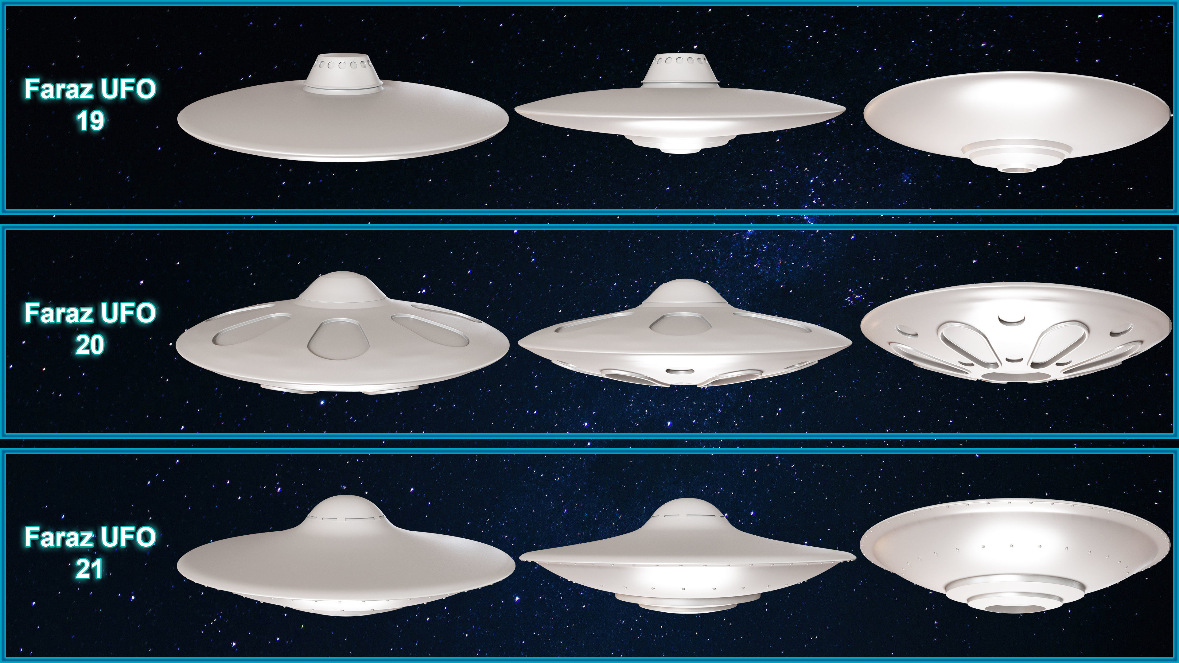 3D model 25 Sci Fi Flying Saucer UFO Base mesh V1 VR / AR / low-poly ...