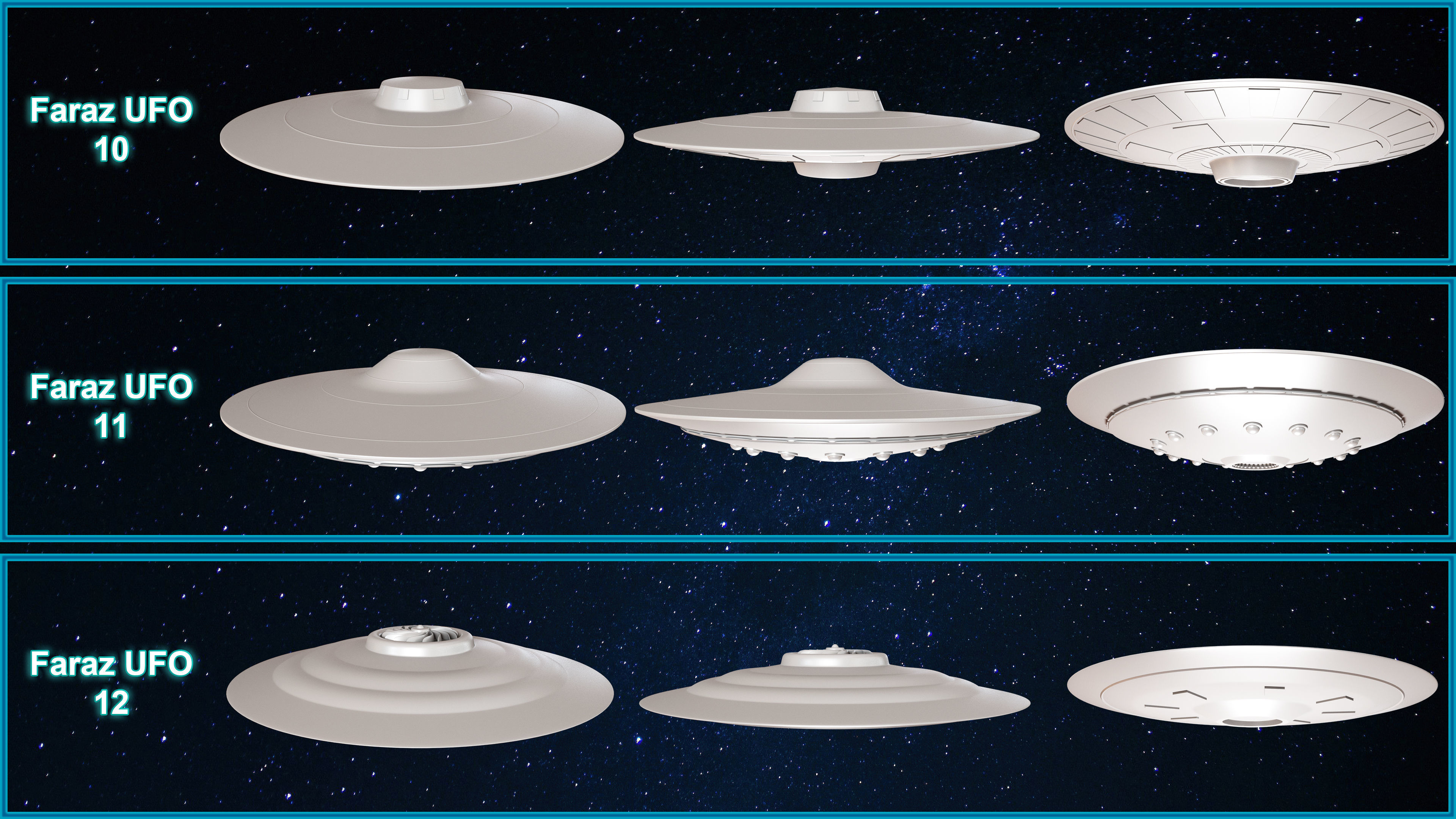 3D model 25 Sci Fi Flying Saucer UFO Base mesh V1 VR / AR / low-poly ...