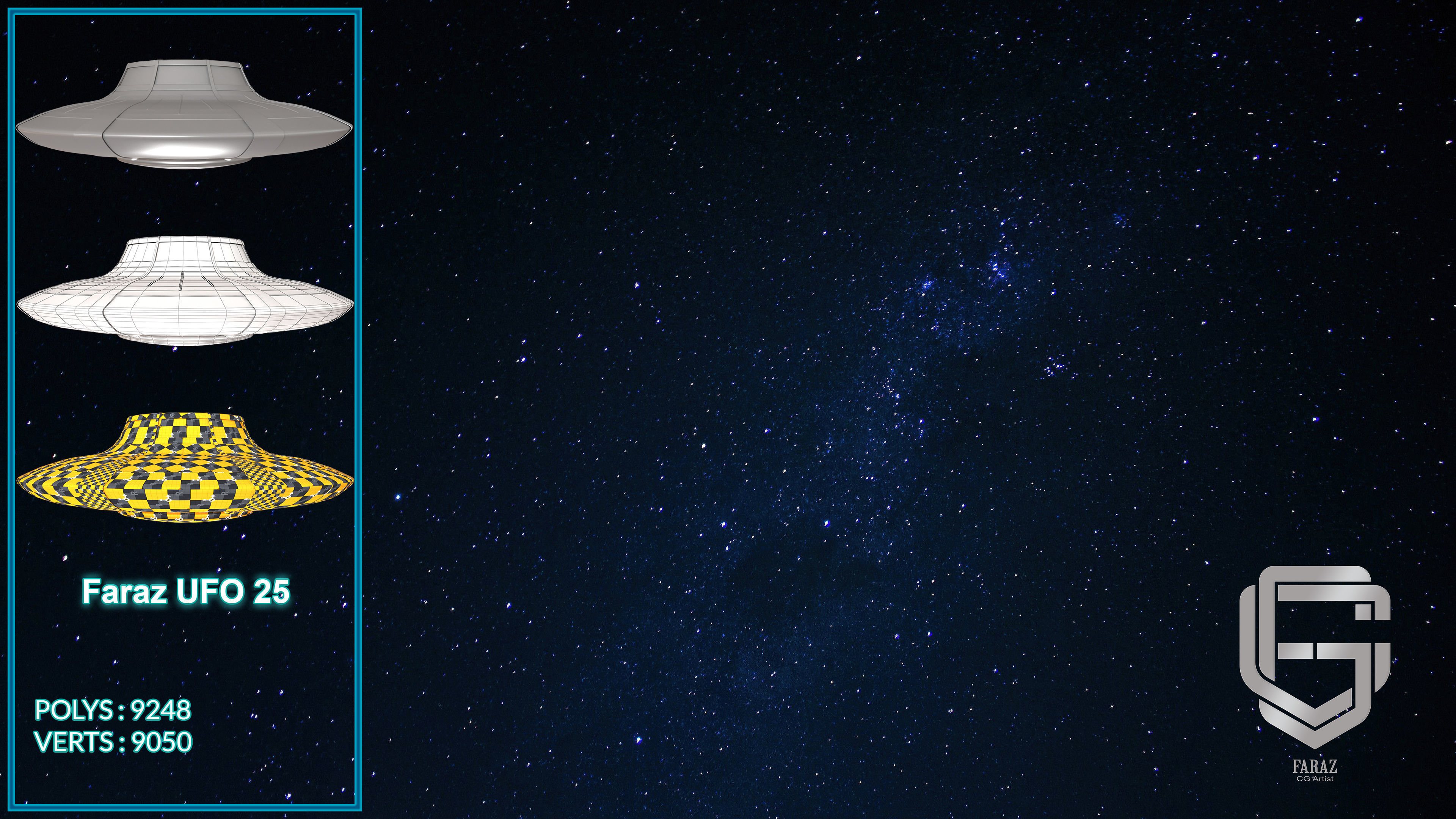 3D model 25 Sci Fi Flying Saucer UFO Base mesh V1 VR / AR / low-poly ...