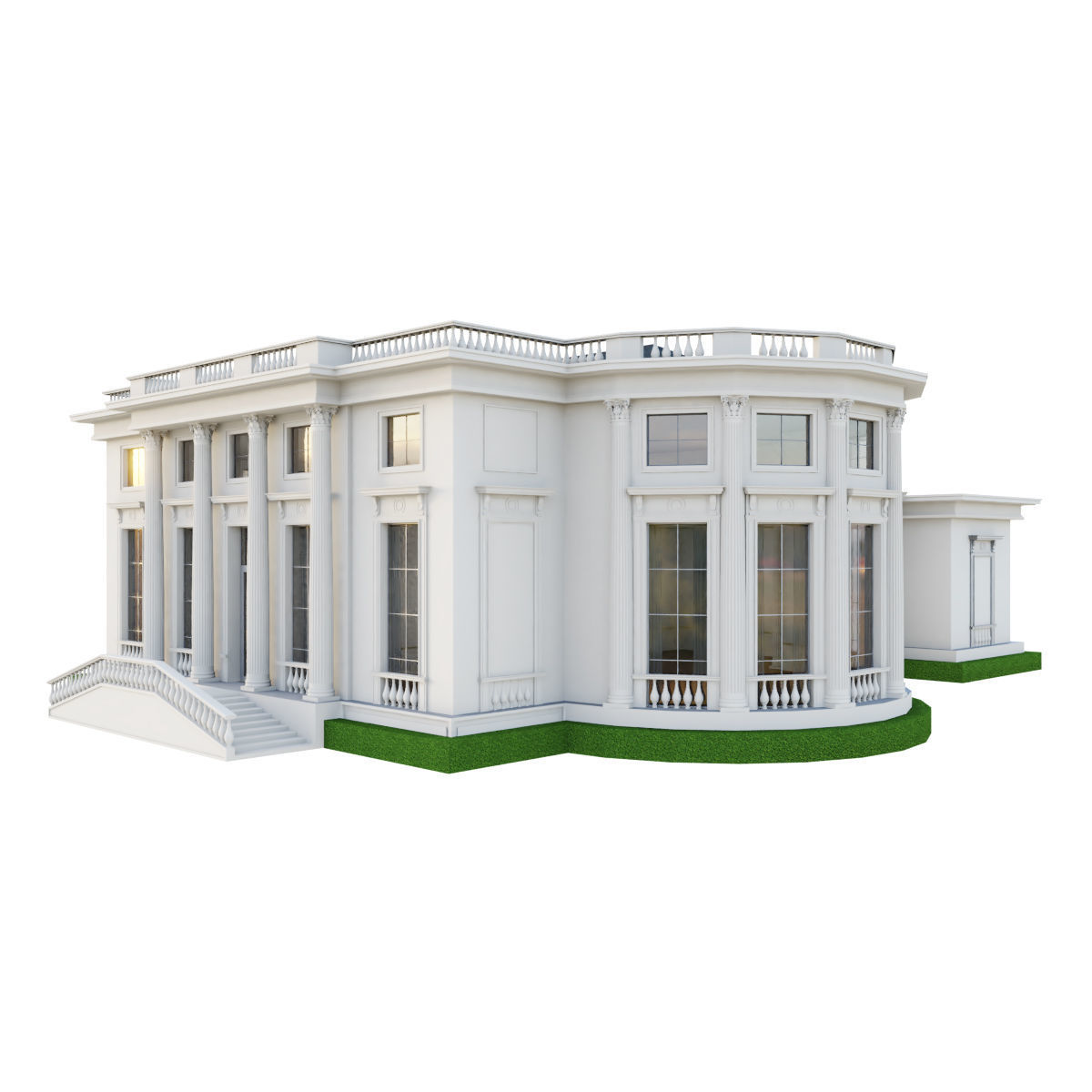 White House with classic interior free 3D model | CGTrader