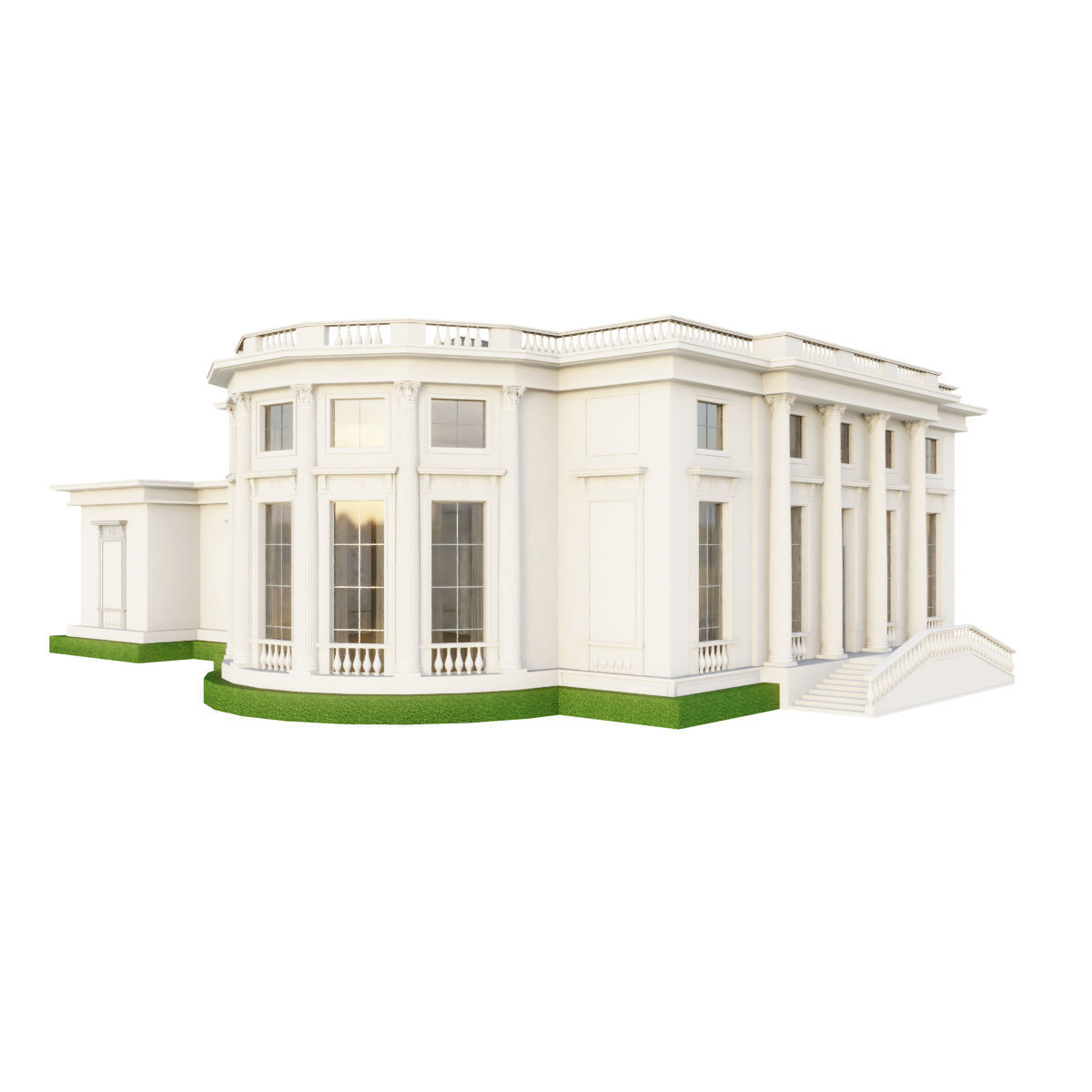 White House with classic interior free 3D model | CGTrader