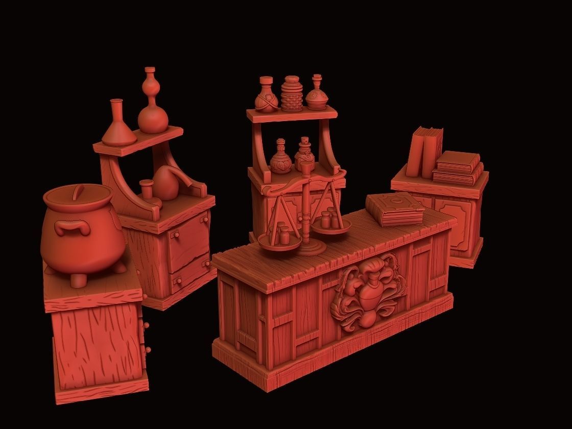 Magic Potions Store 3D model 3D printable | CGTrader