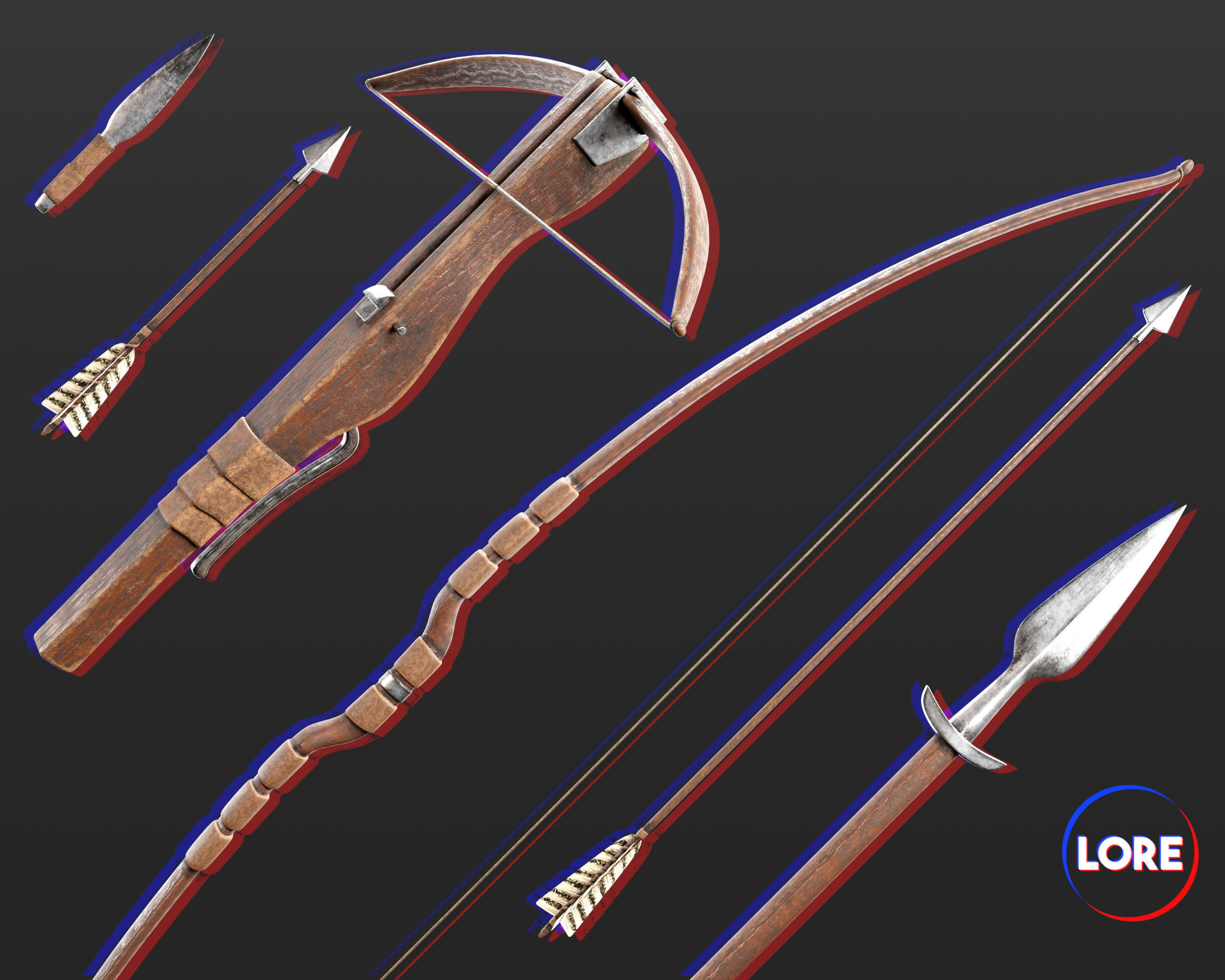 Medieval Collection Common Ranged Weapons VR / AR / low-poly | CGTrader