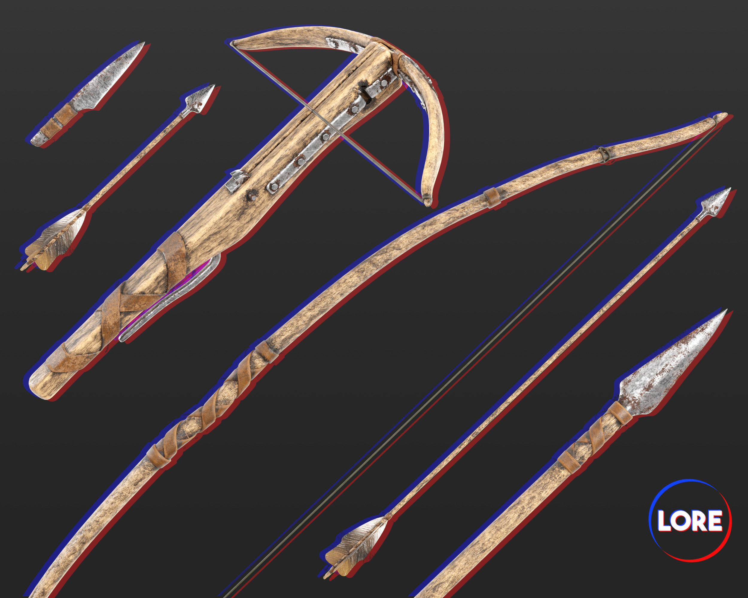 Medieval Collection Crude Ranged Weapons VR / AR / low-poly | CGTrader