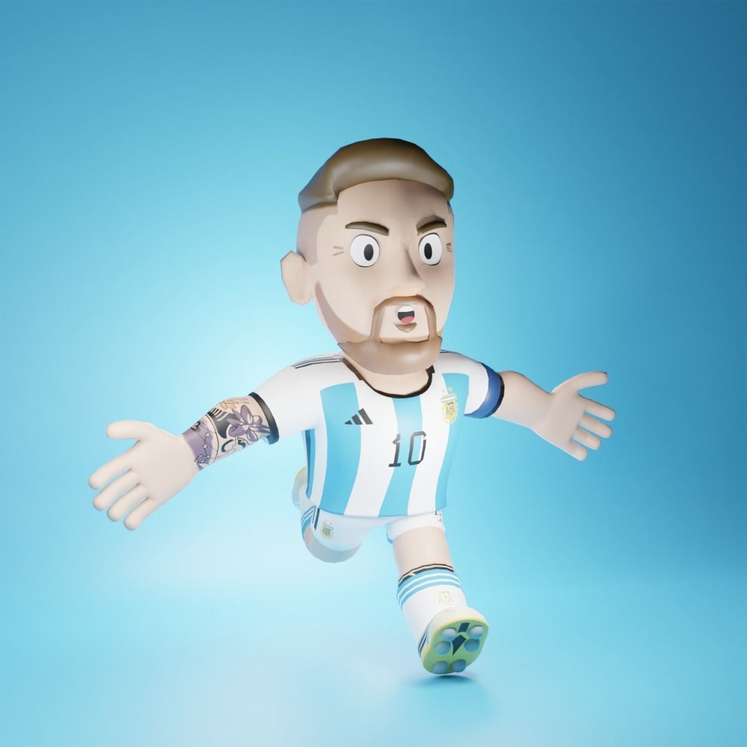 3D model Messi in Qatar 2022 - Brawl Stars style VR / AR / low-poly ...