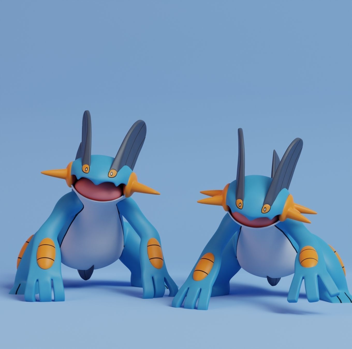 Pokemon - Mudkid Marshtomp and Swampert with 2 poses 3D model 3D printable | CGTrader