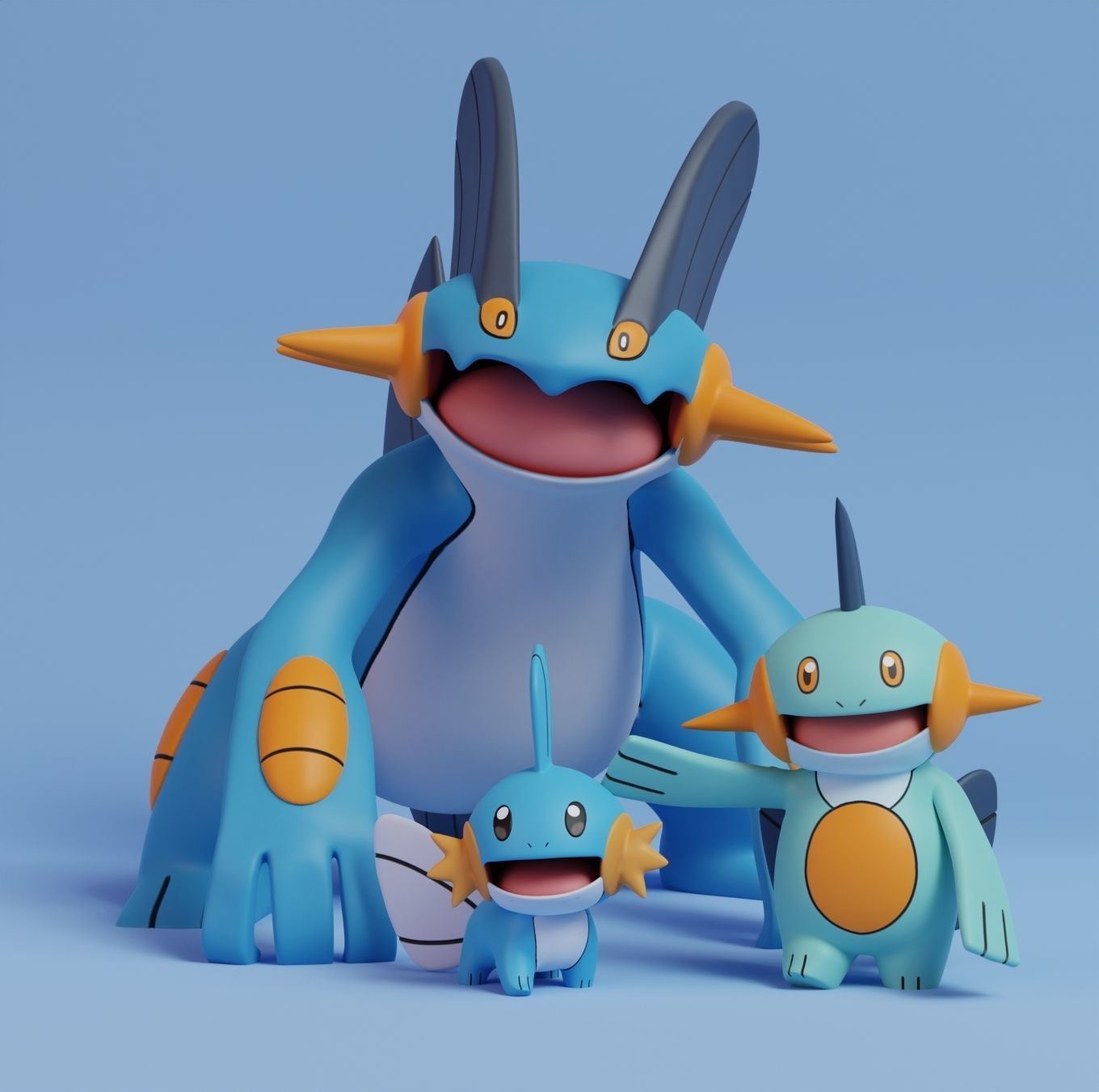 Pokemon - Mudkid Marshtomp and Swampert with 2 poses 3D model 3D ...