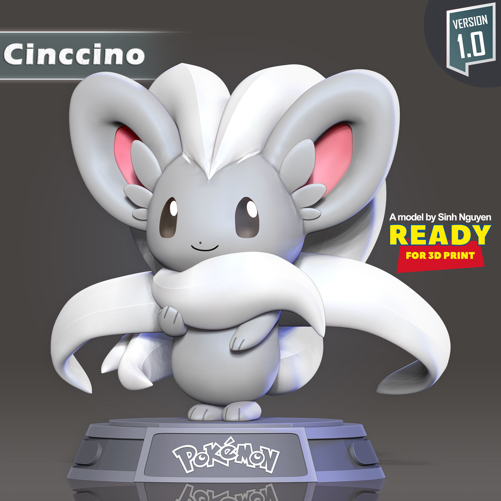 Cinccino - Pokemon Fanart 3D model 3D printable | CGTrader