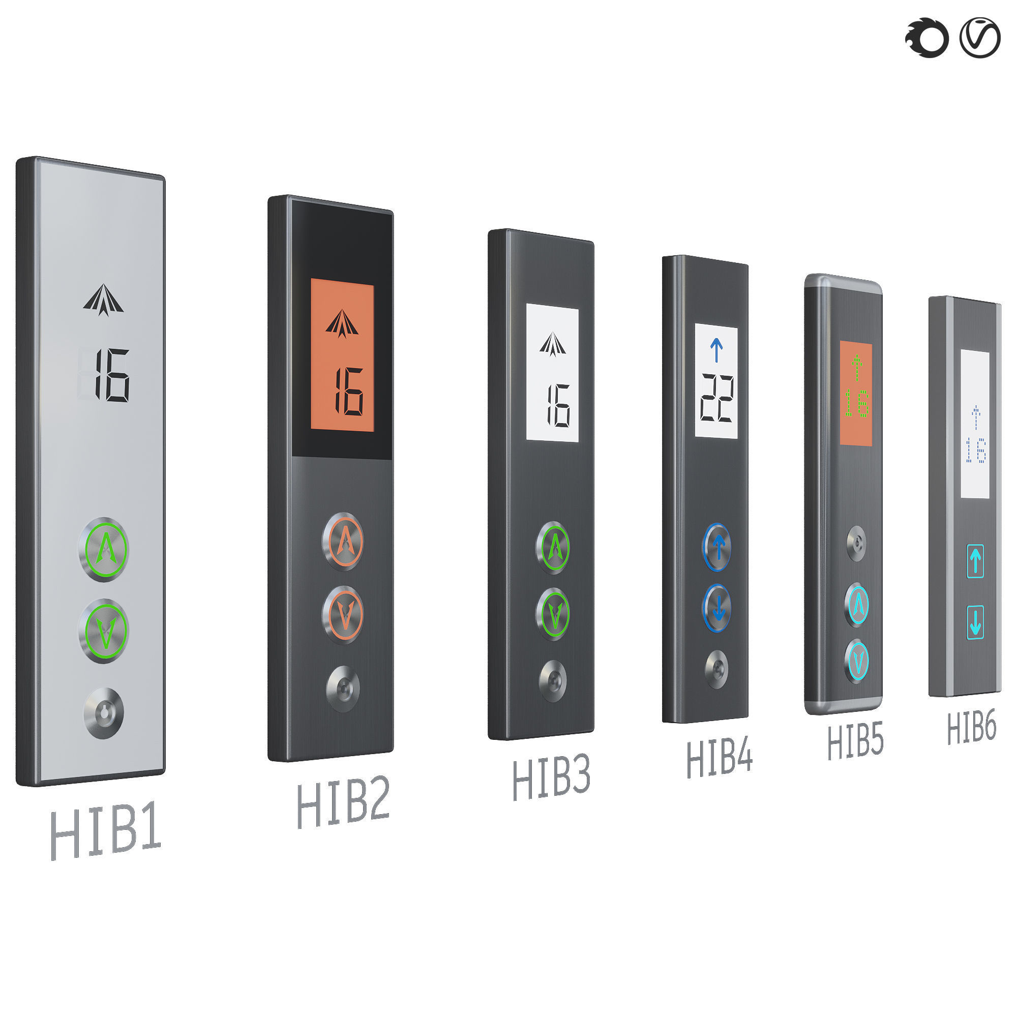 Floor indicators and elevator control panels - Collection 1 3D model ...