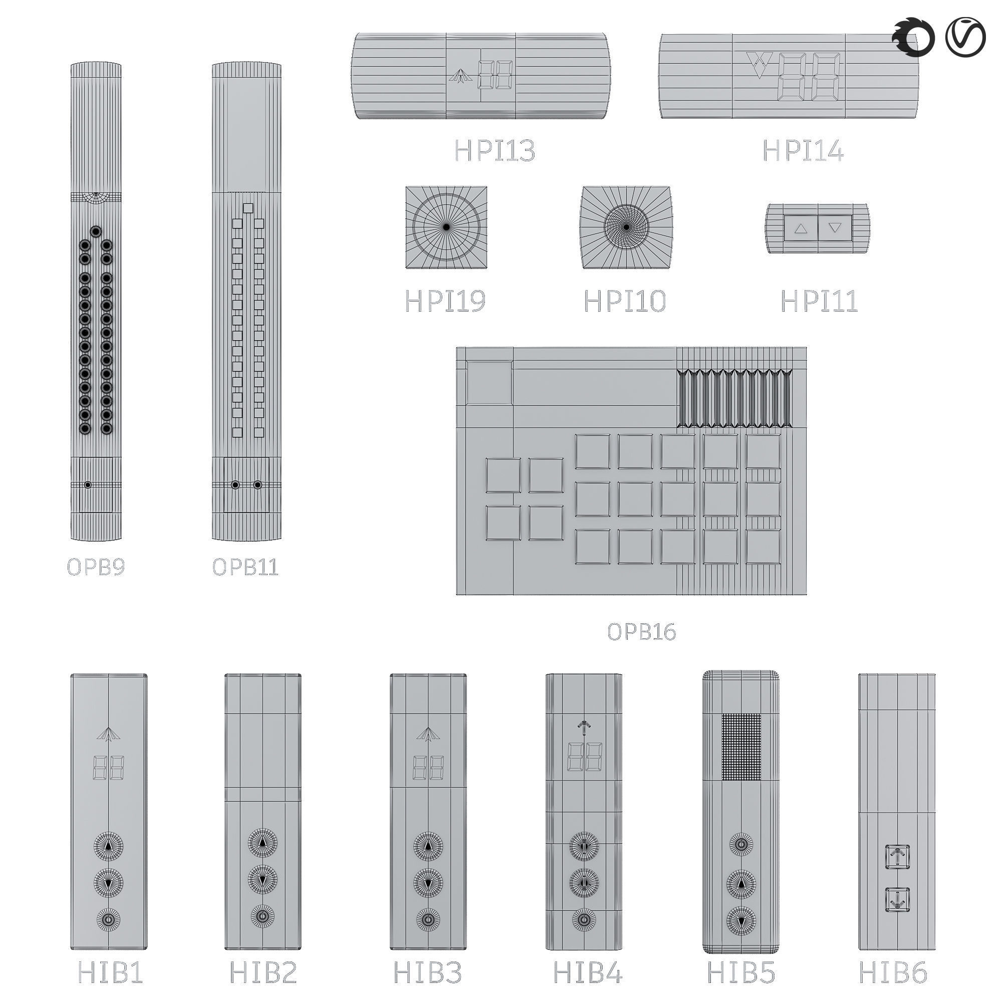 Floor indicators and elevator control panels - Collection 1 3D model | CGTrader