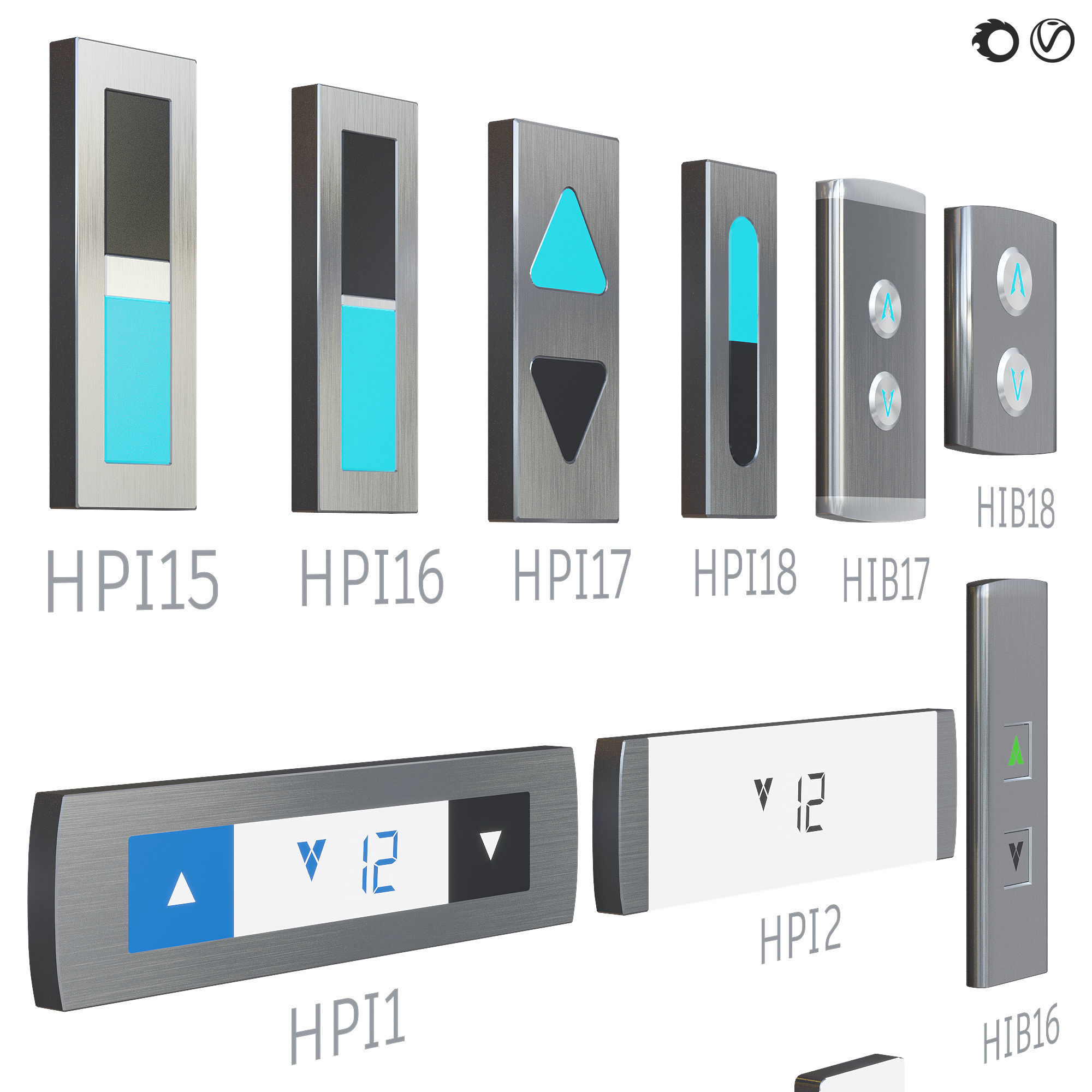 Floor indicators and elevator control panels - Collection 3 3D model | CGTrader