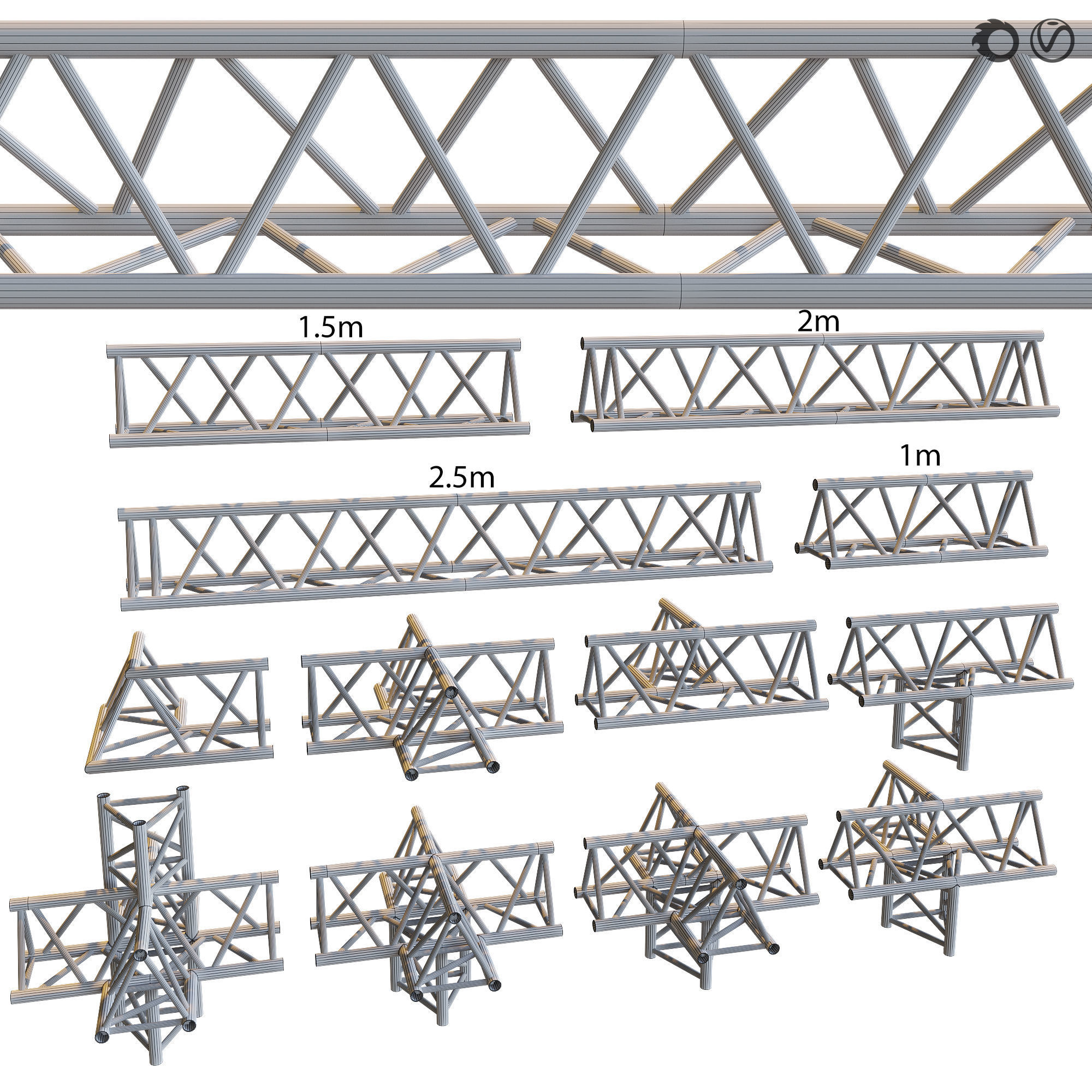 Truss square prefabricated 3D model | CGTrader