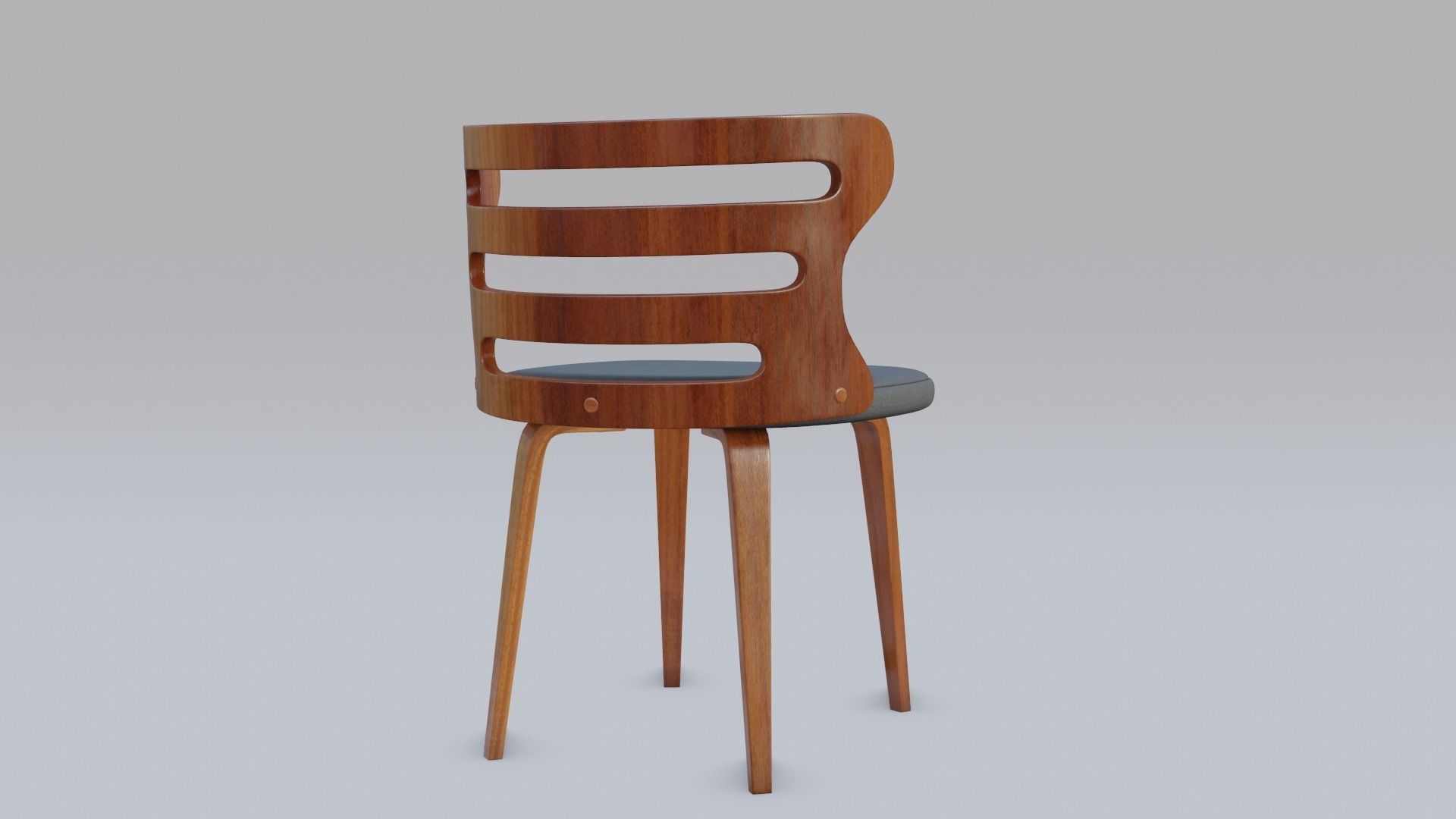 3D model Rounded Back Modern Wood Dining Chair VR / AR / low-poly ...