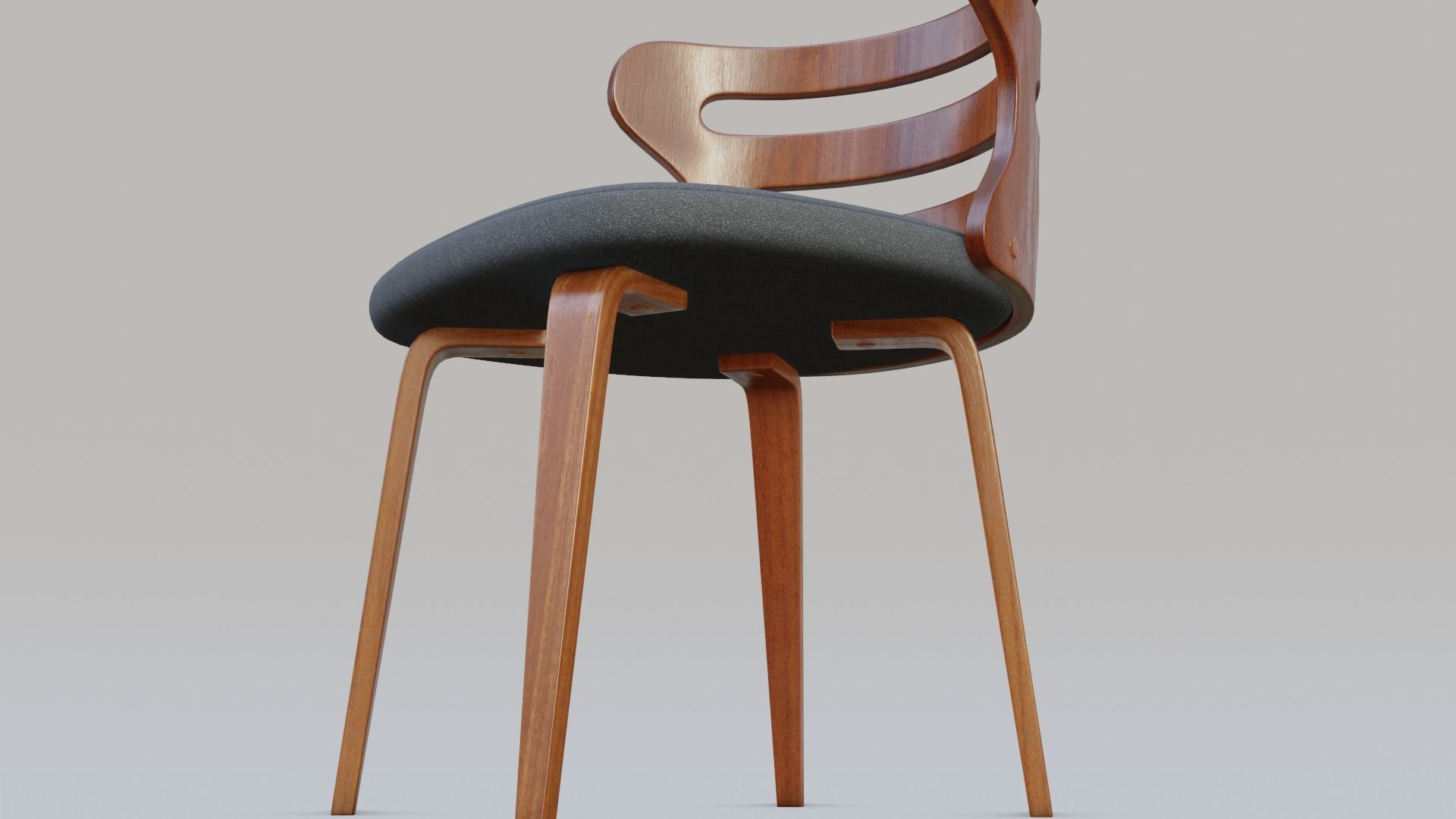 3D model Rounded Back Modern Wood Dining Chair VR / AR / low-poly ...