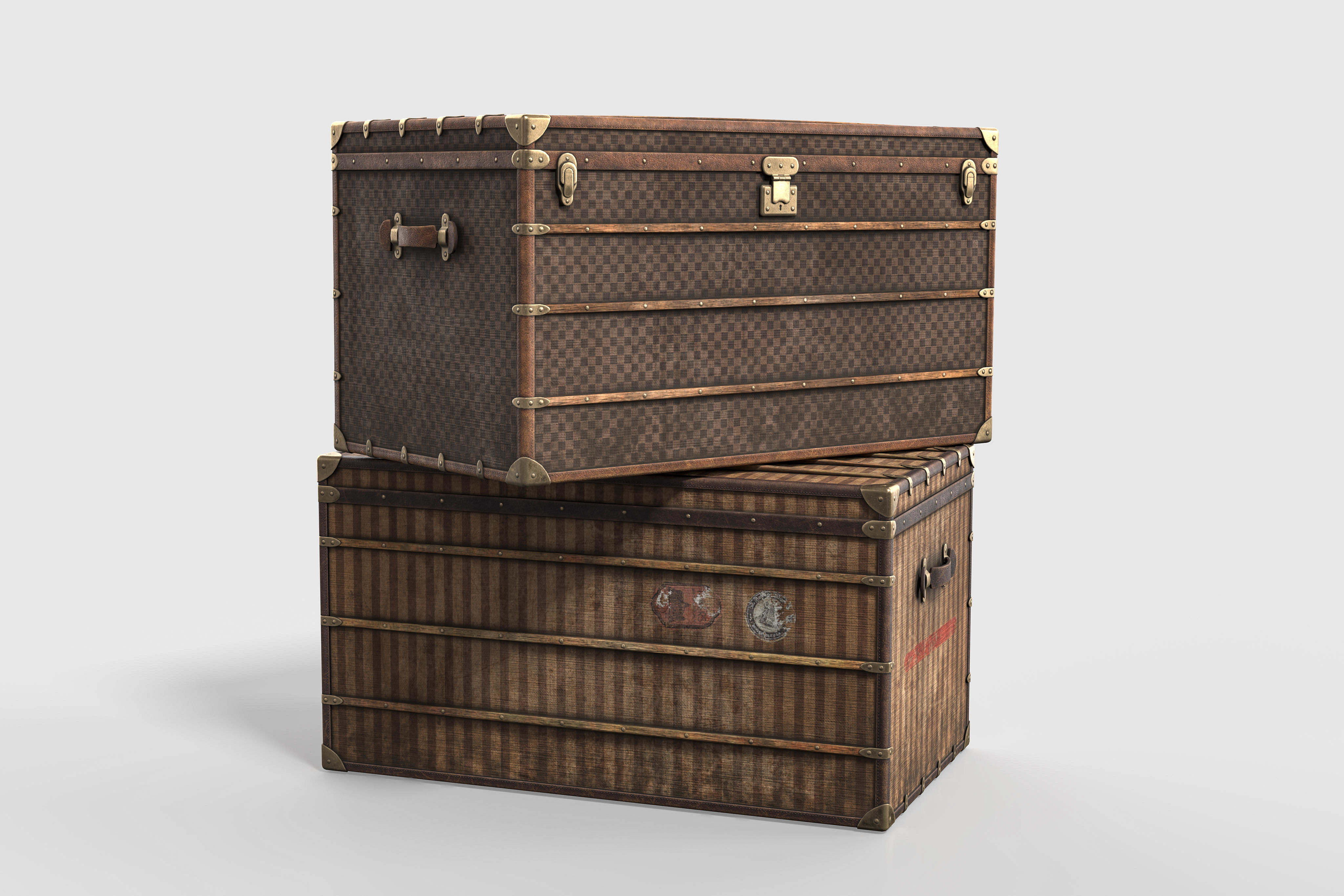 3D model Vintage travel trunk VR / AR / low-poly | CGTrader