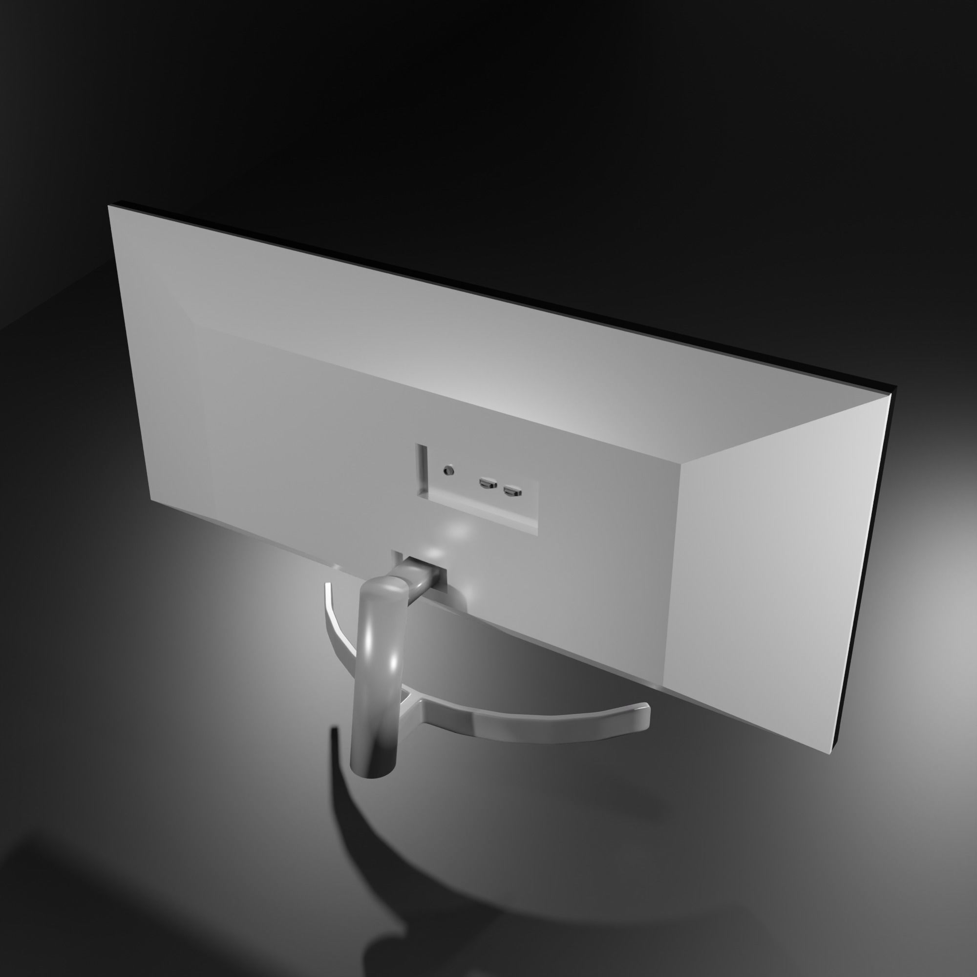 White Black Wide Monitor with Silver Stand 3D model | CGTrader